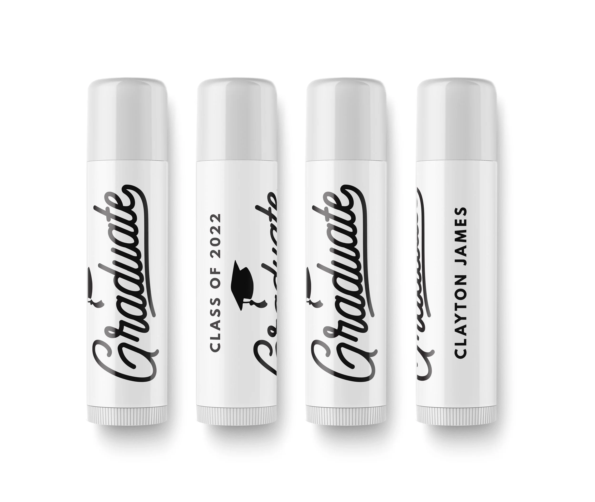 SET OF 10-Graduation Lip Balms — White Confetti Box