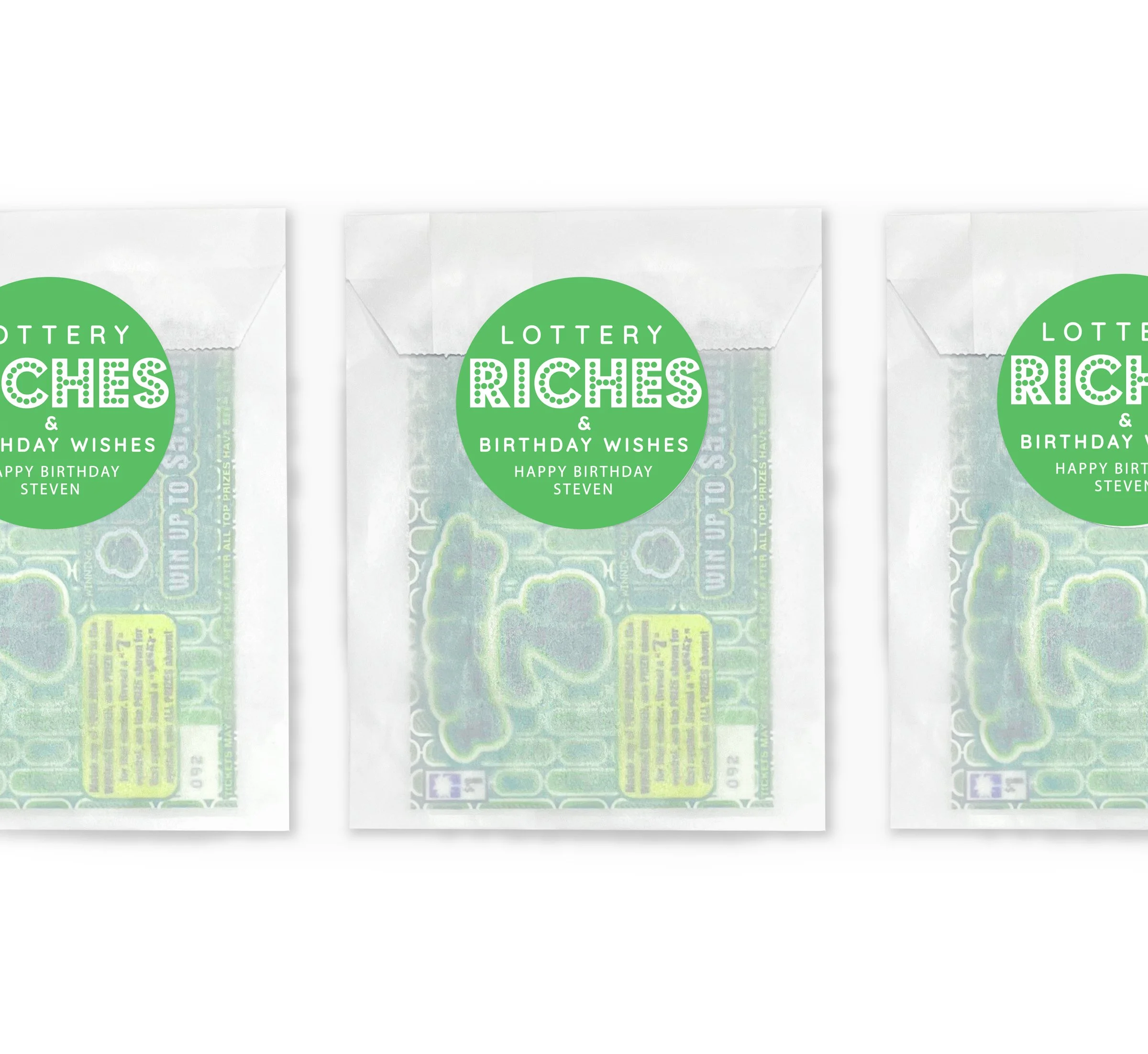 Lotto Envelopes- Birthday Party Favors — White Confetti Box