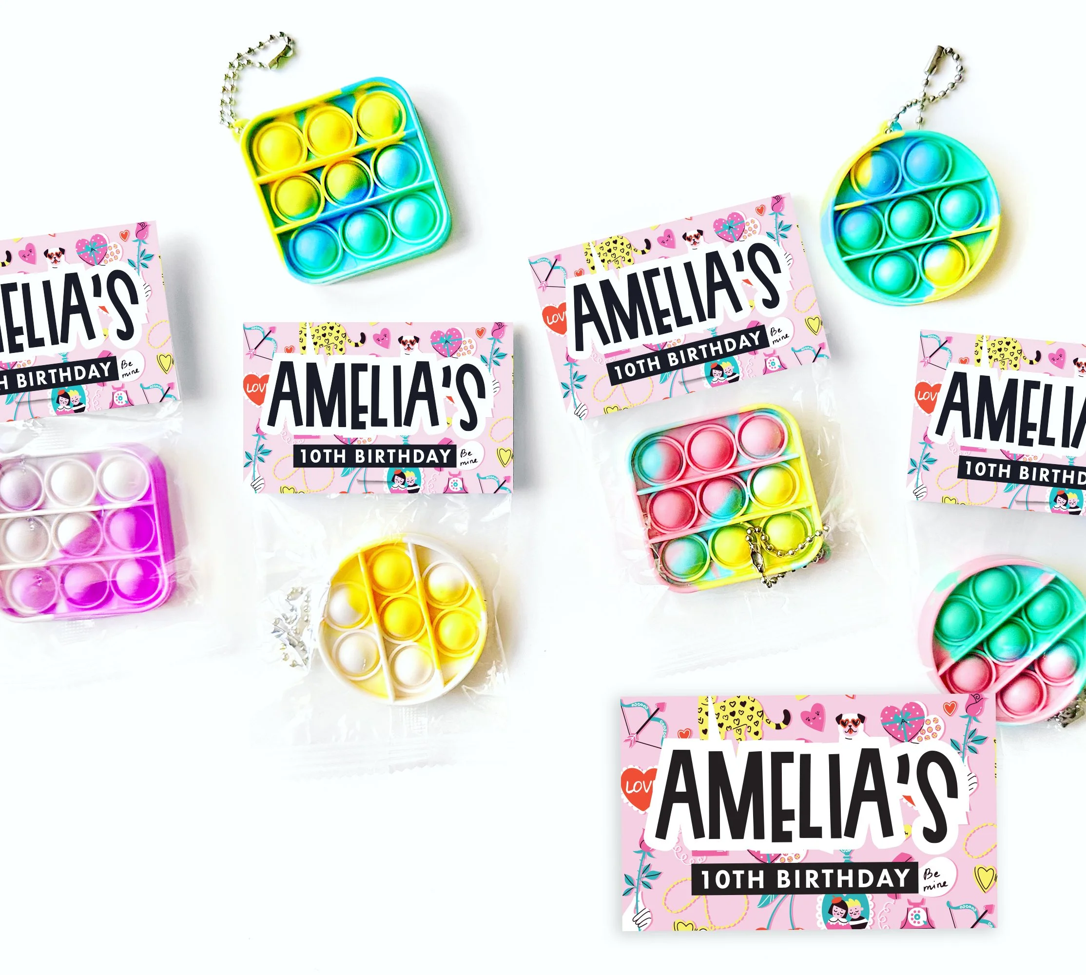 Mermaid Birthday Pop It Favor SET OF 5 — White Confetti Box