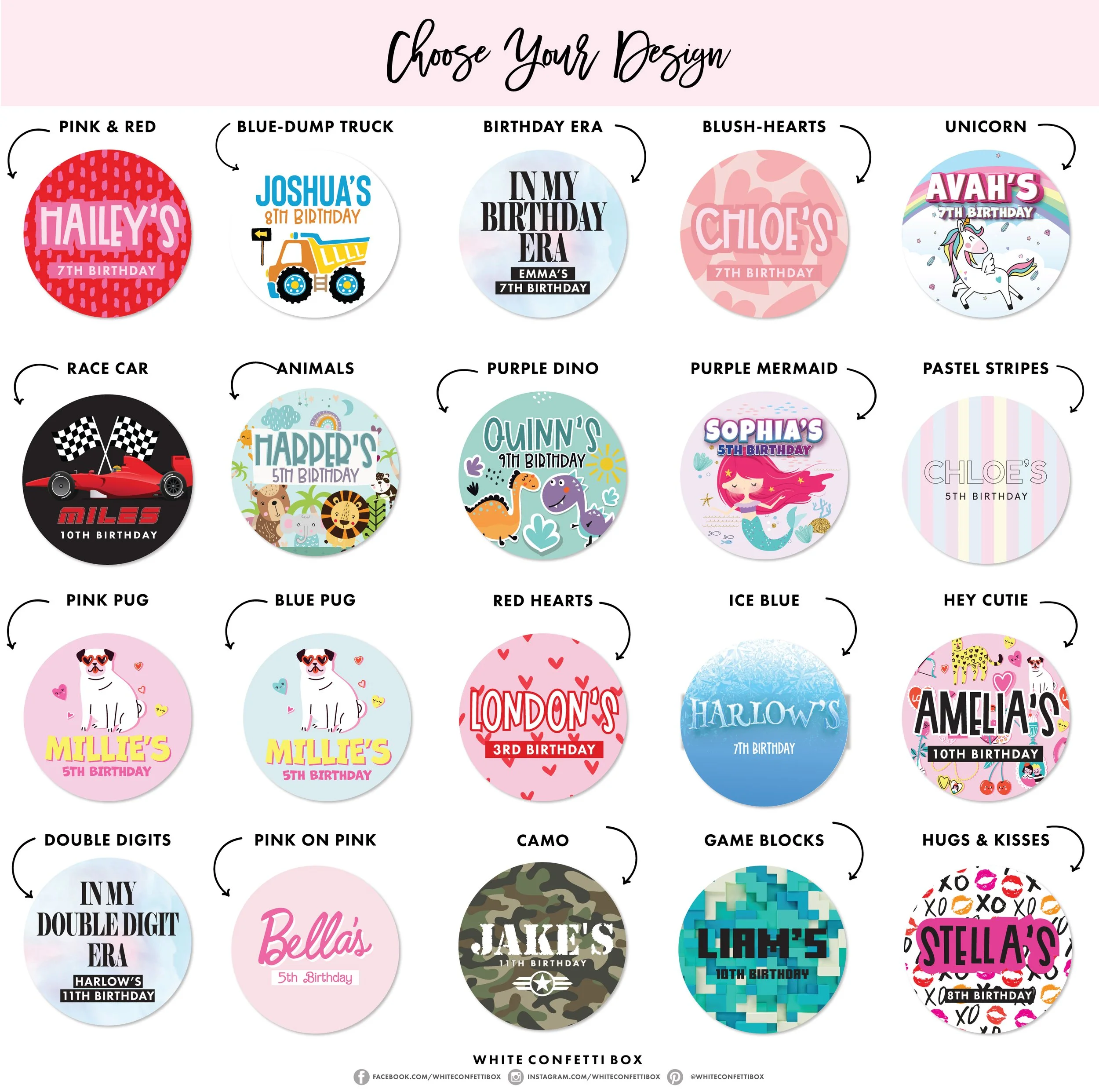 Race Car Birthday Stickers SET OF 12 — White Confetti Box