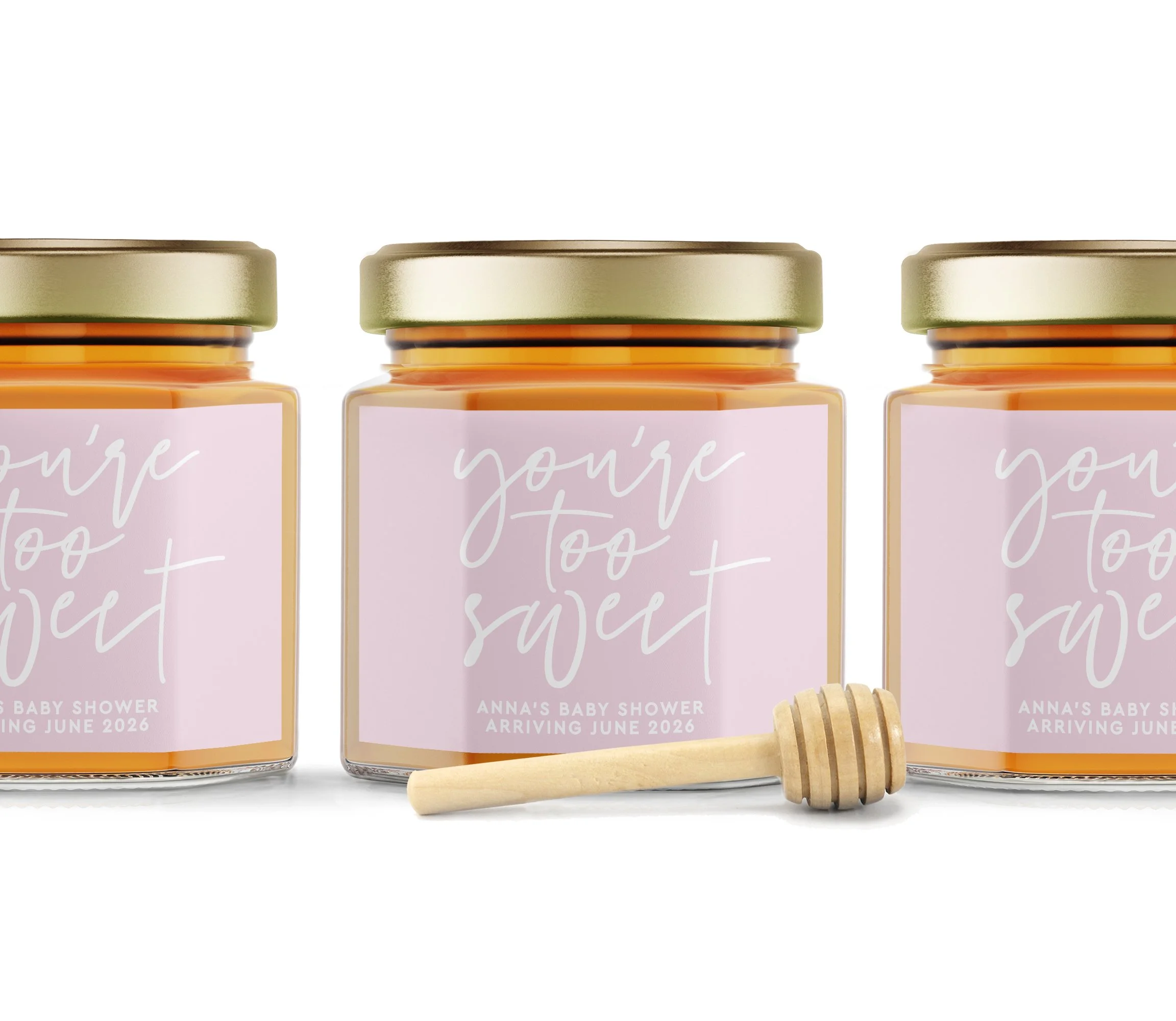 LABELS ONLY - You're Too Sweet Honey Jar Party Favors — White Confetti Box