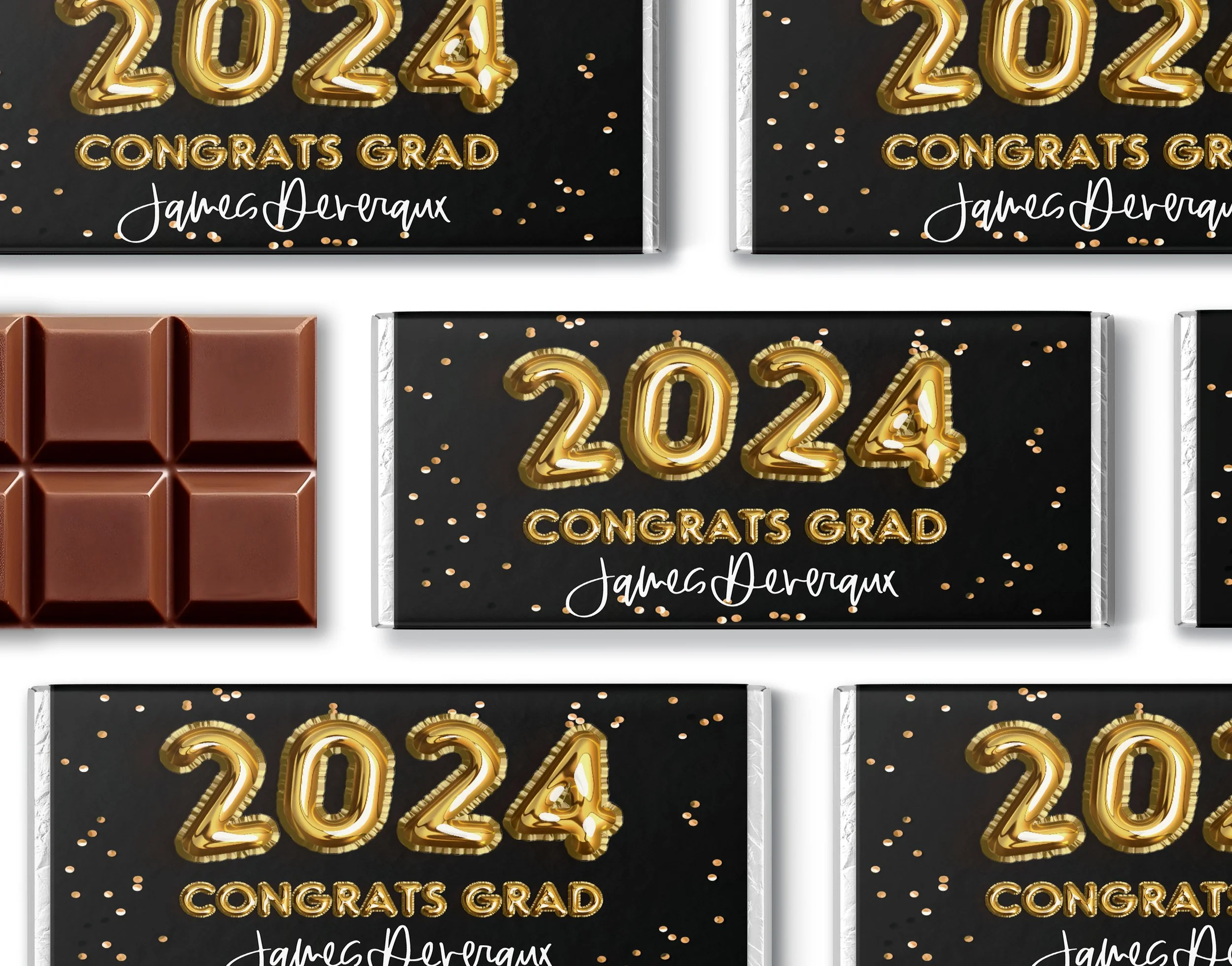 Graduation Candy Bar WRAPPERS ONLY Party Favors — White Confetti Box