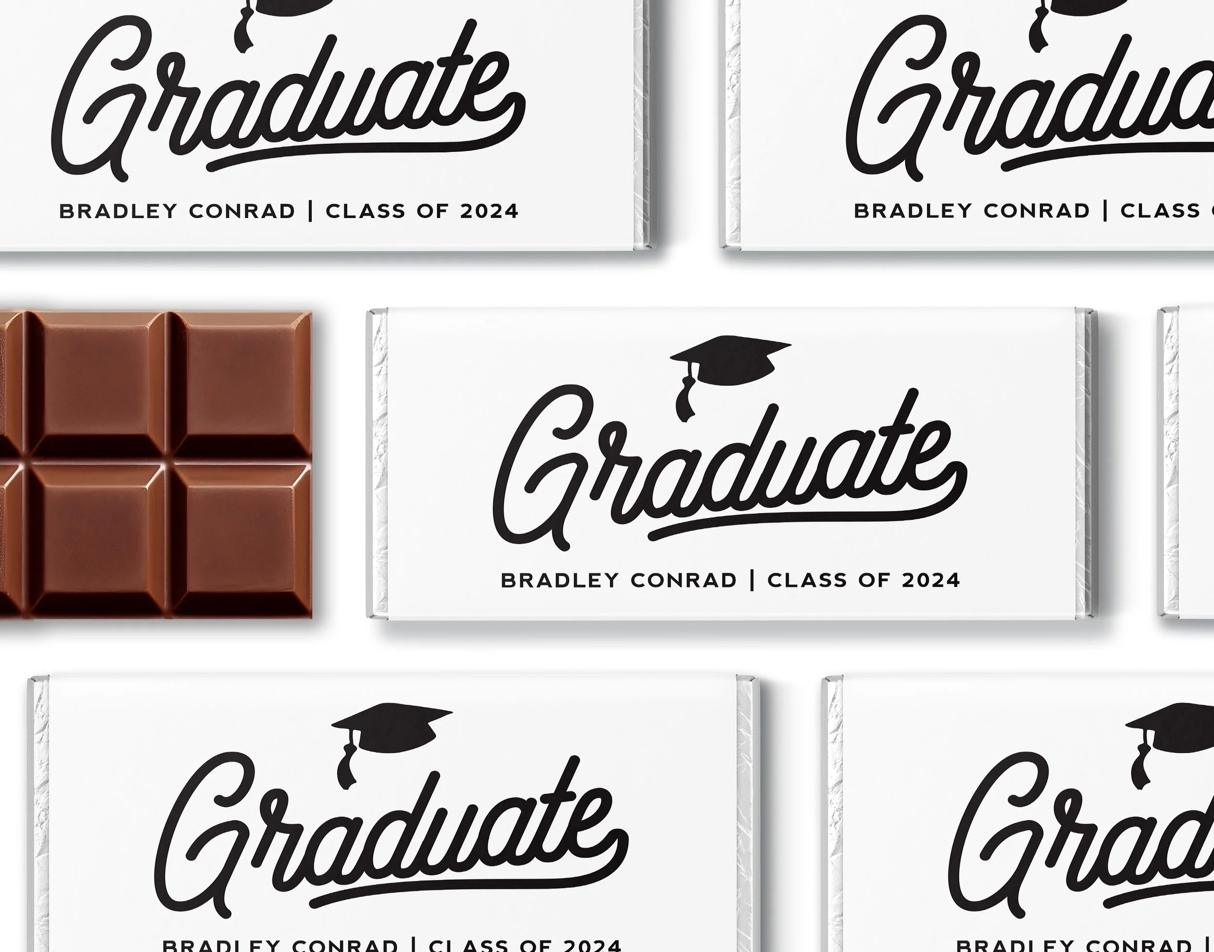 In My Graduation Era Candy Bar WRAPPERS ONLY — White Confetti Box