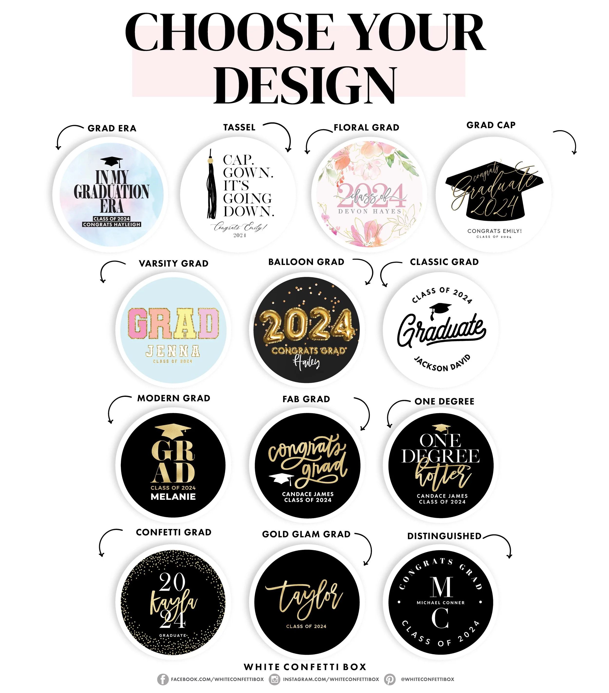 Graduation Custom Gift Box — White Confetti Box