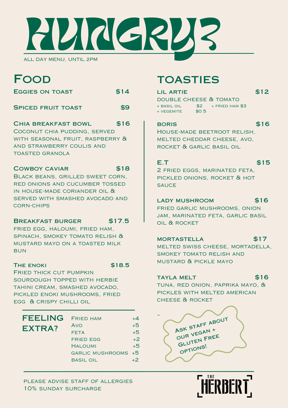 Menu — The Herbert Cafe