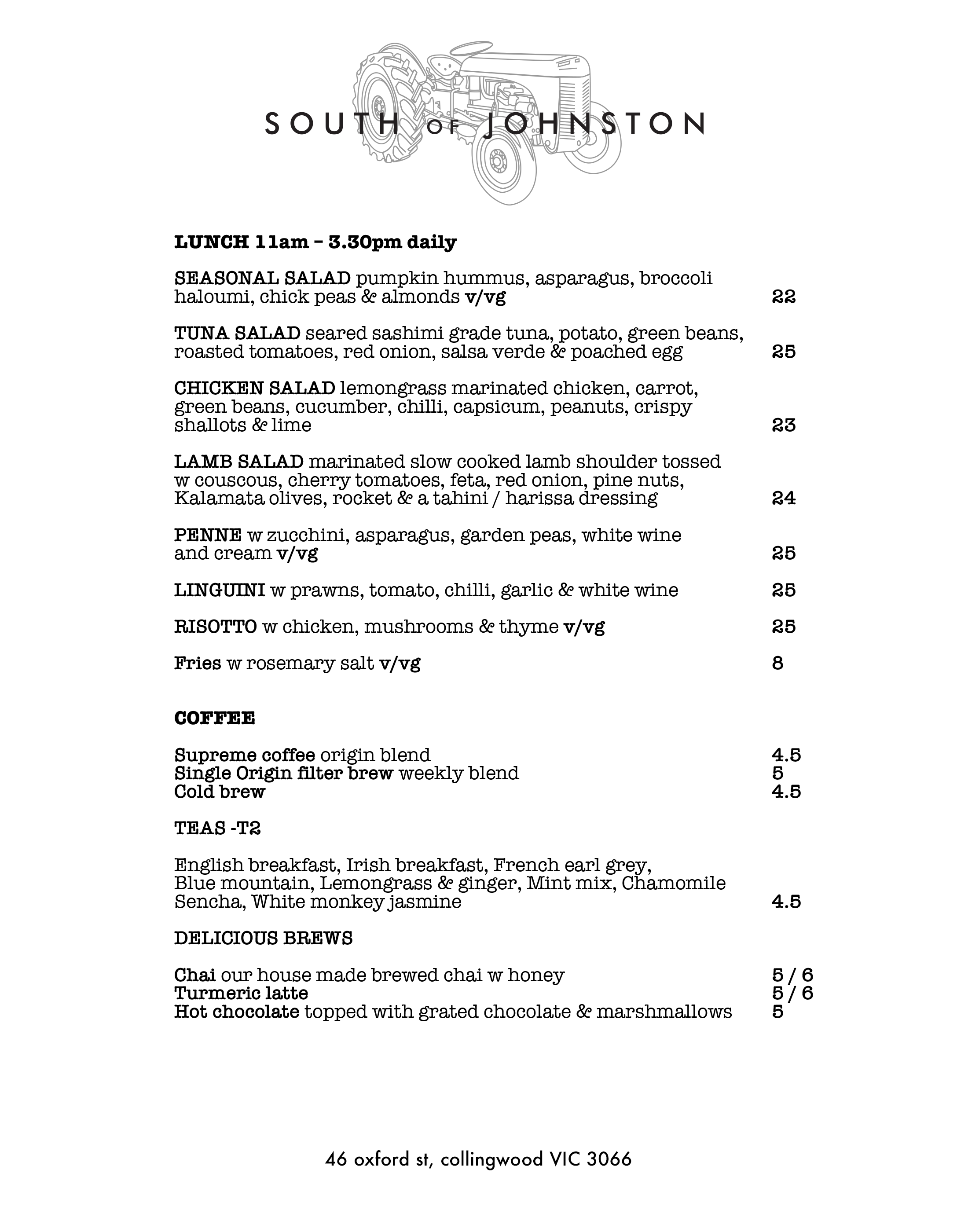 Menu — SOUTH OF JOHNSTON