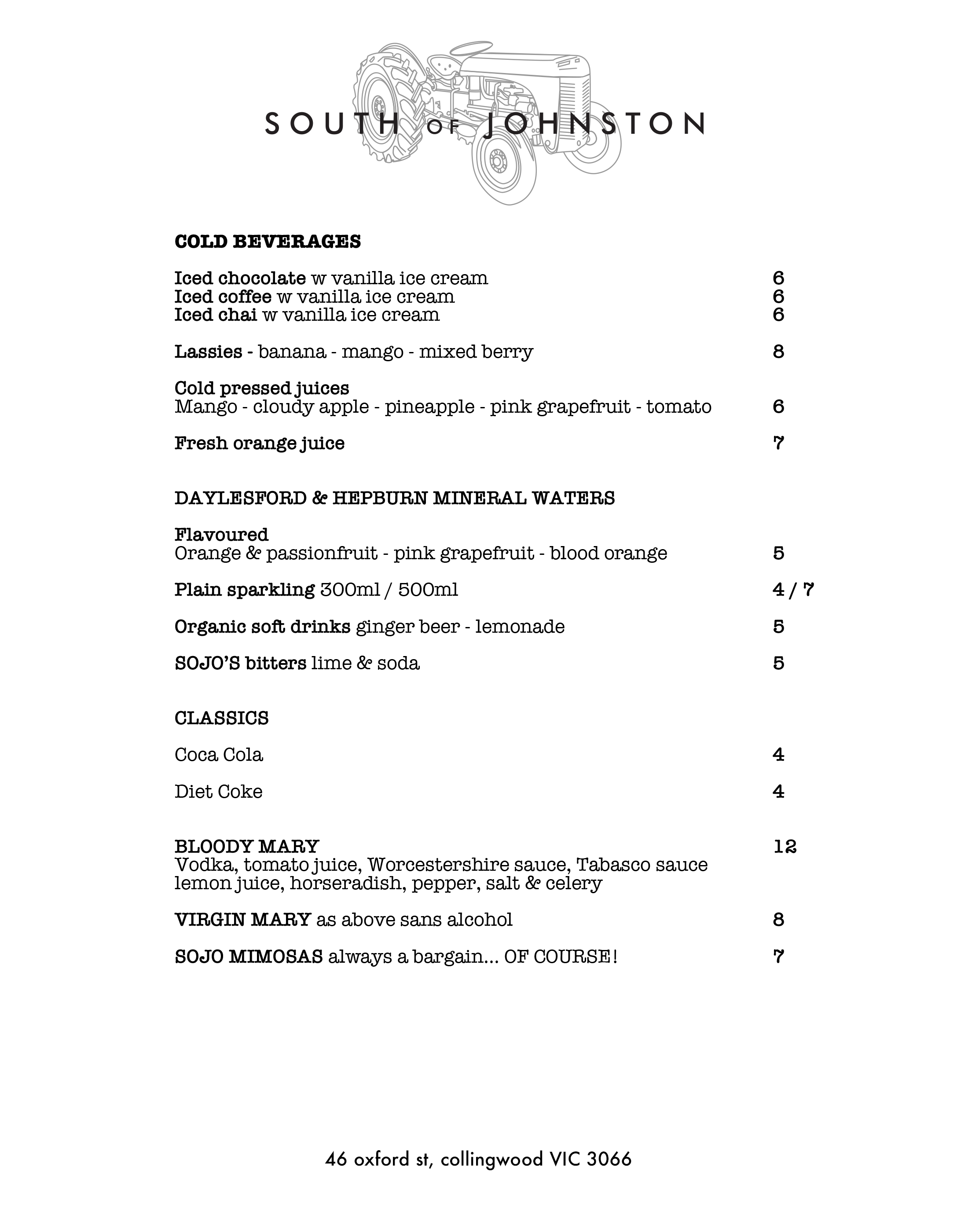 Menu — SOUTH OF JOHNSTON