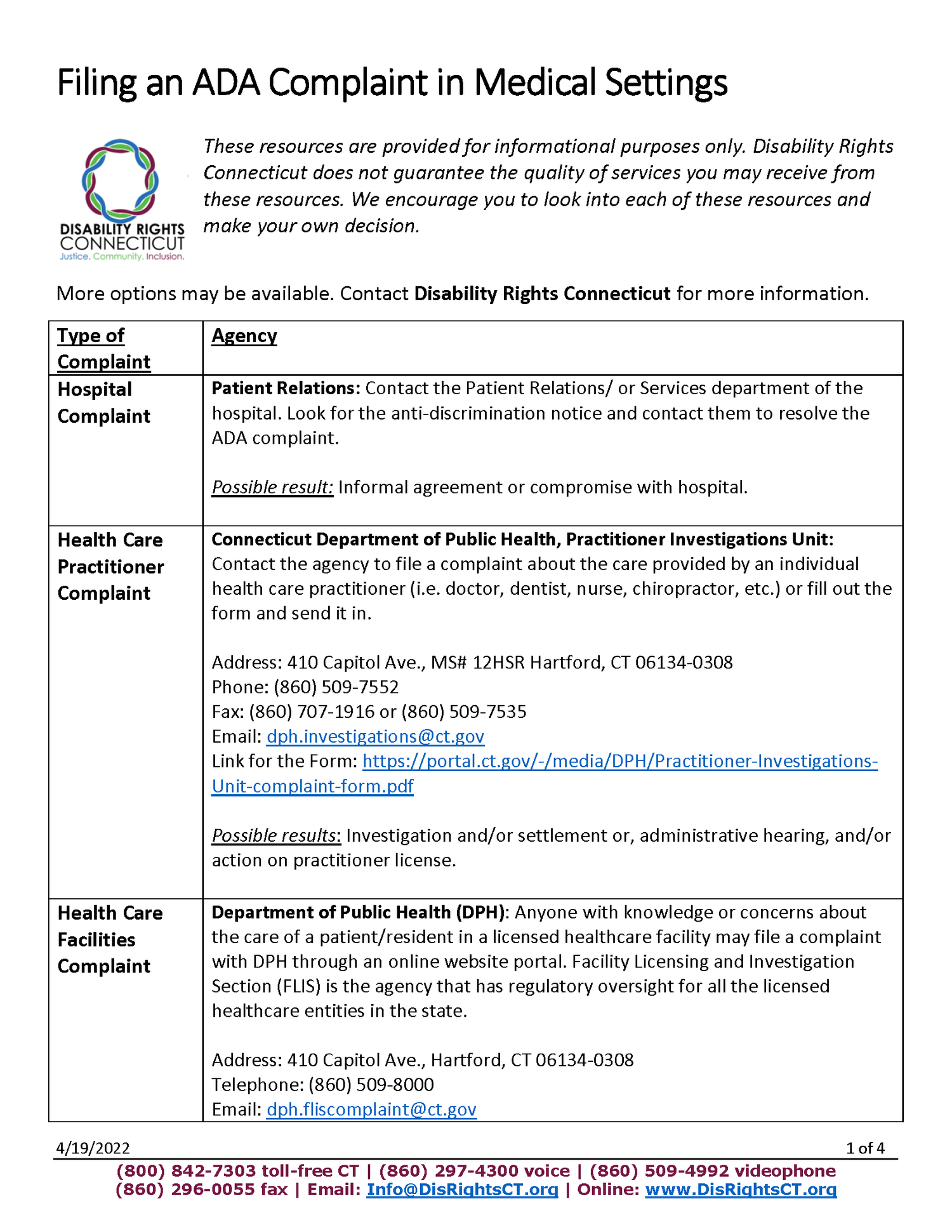 SERVICES | Training Request — Disability Rights Connecticut, Inc.