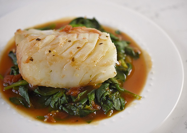 Tomato Braised Cod Fillets — Peonies and Pears