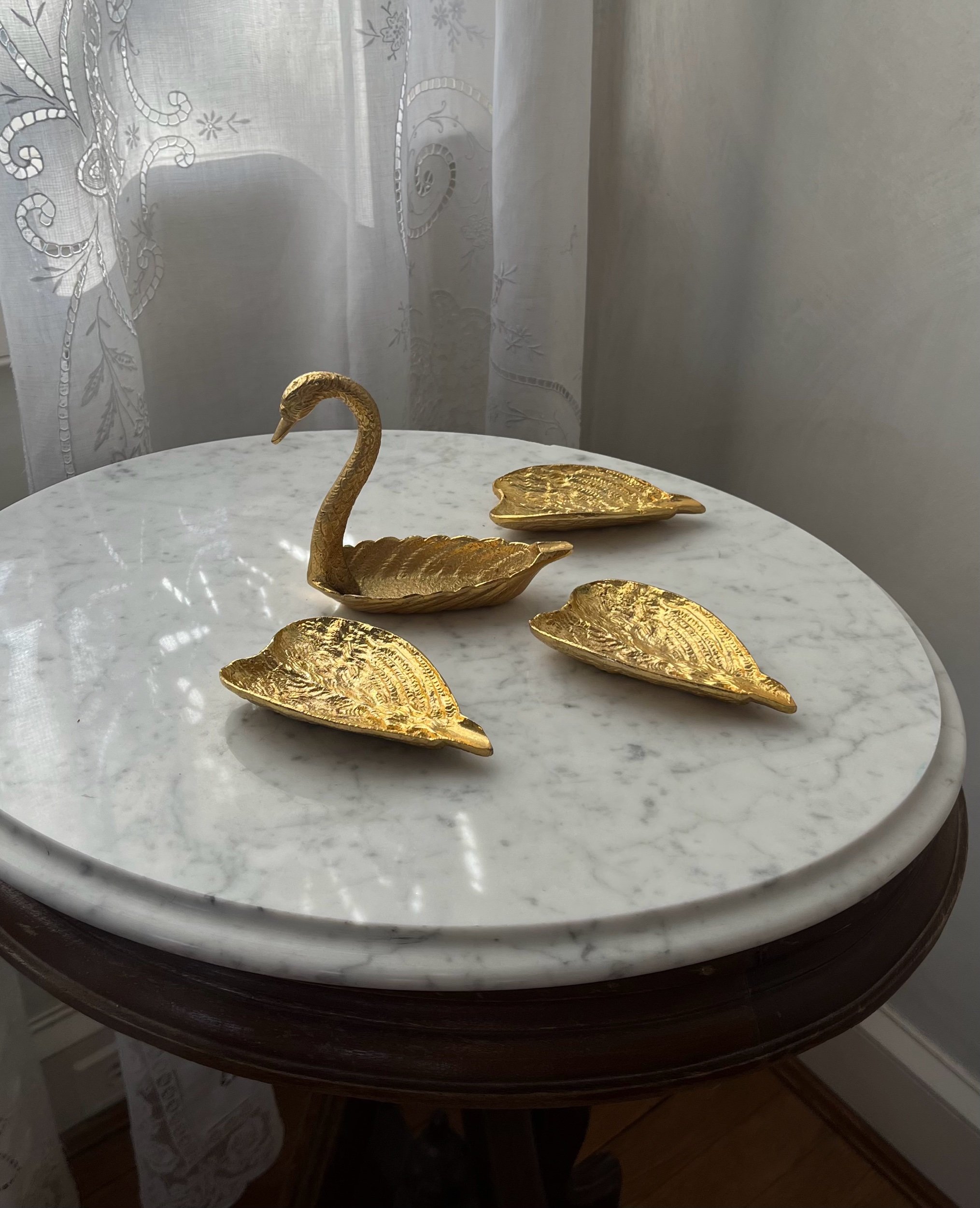 Vintage Rare Gold Tone Swan Ash Tray Holder — Lucia Zolea