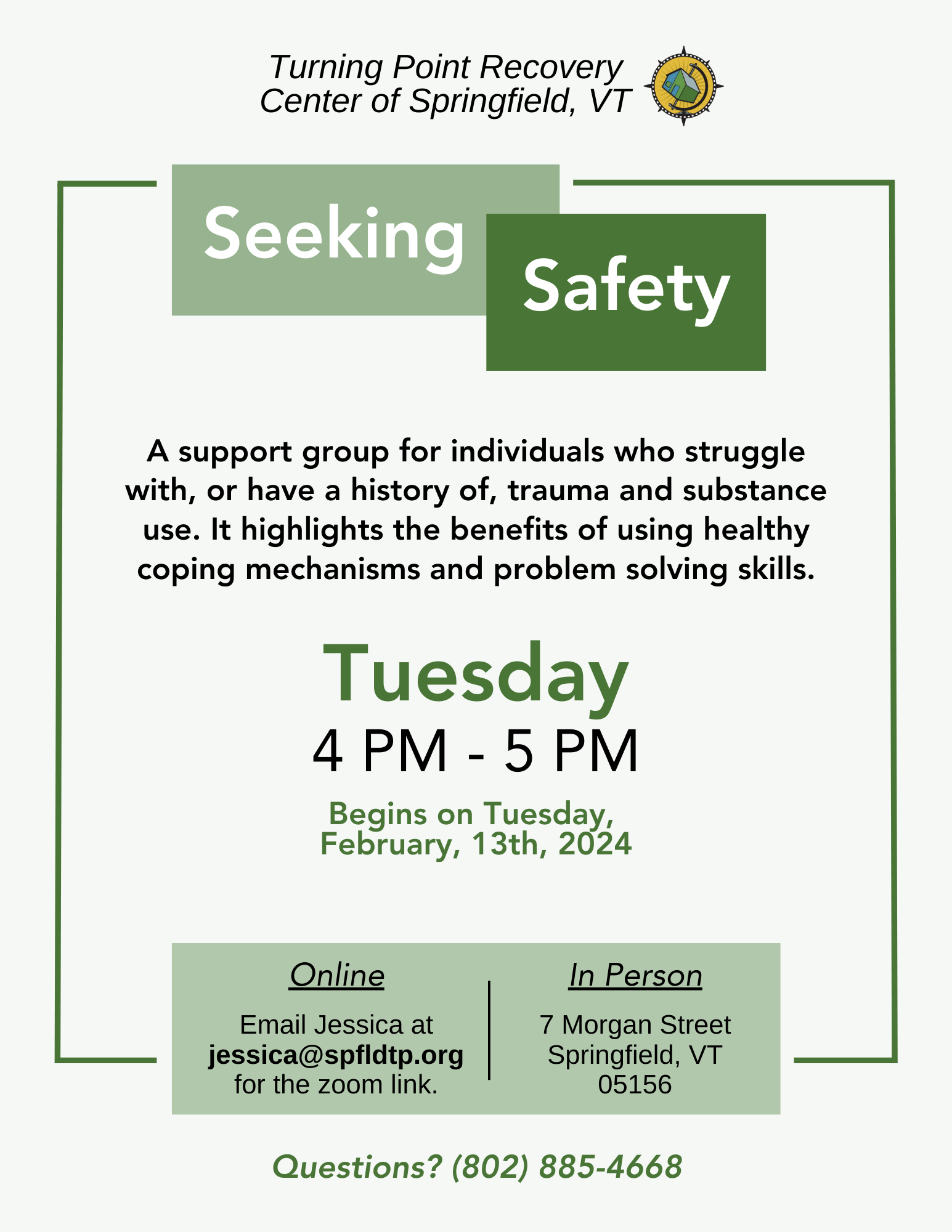 Seeking Safety — Turning Point Recovery Center of Springfield, Vermont ...