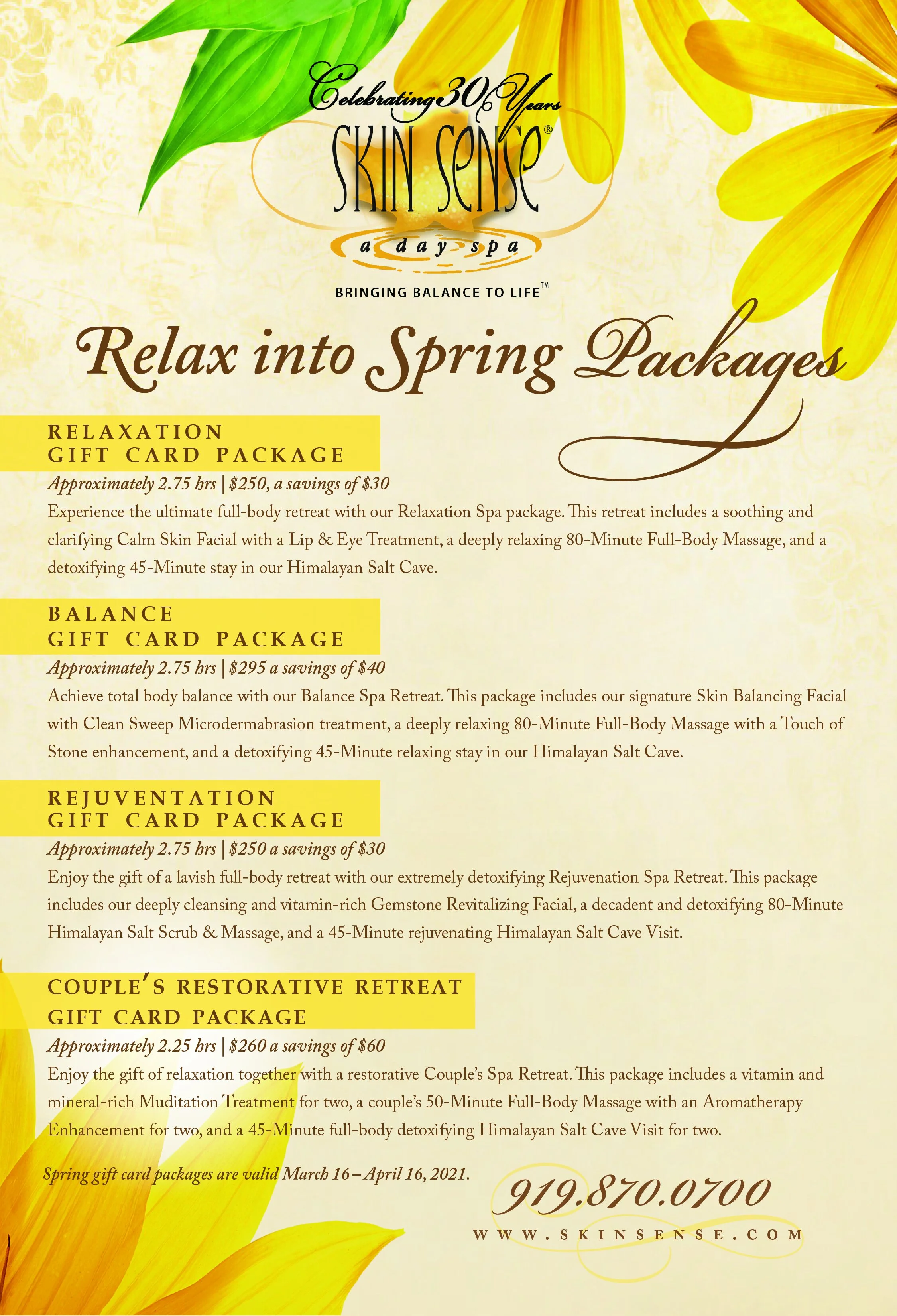 Spring Gift Card Packages — Skin Sense