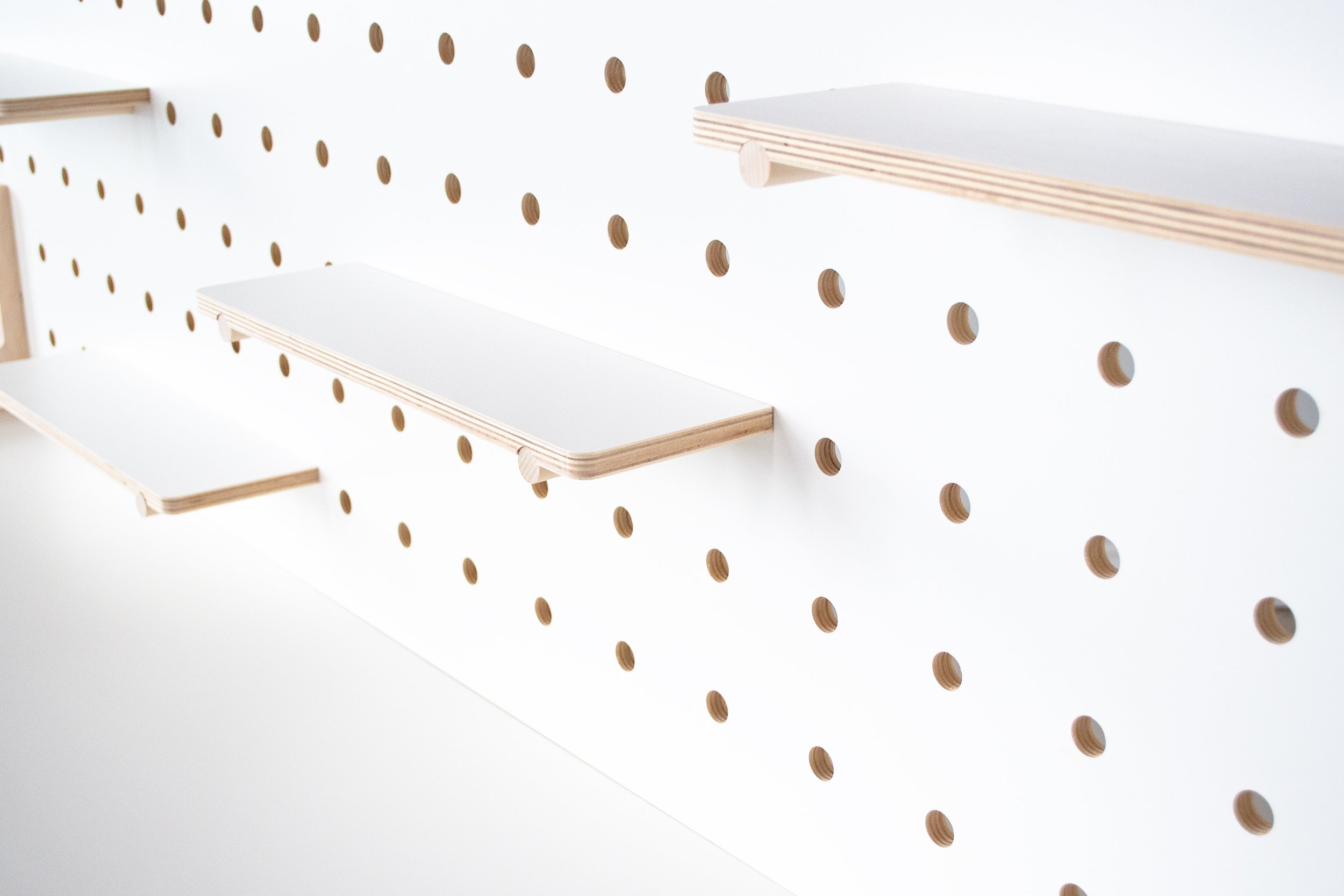 Freestanding Wooden Pegboard Display with Shelves — Klo Lab I CNC ...