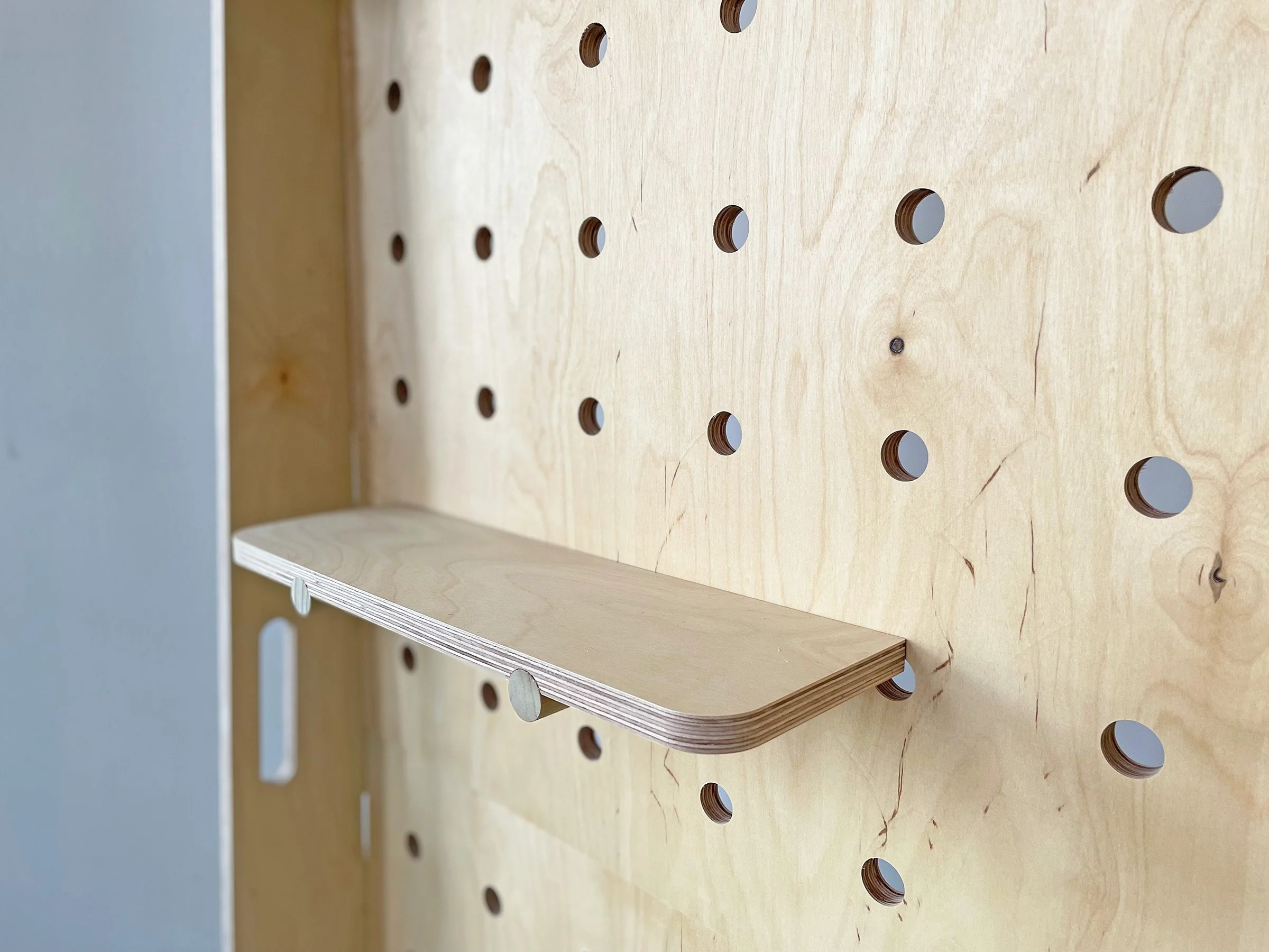 Freestanding Wooden Pegboard Display with Shelves — Klo Lab I CNC ...