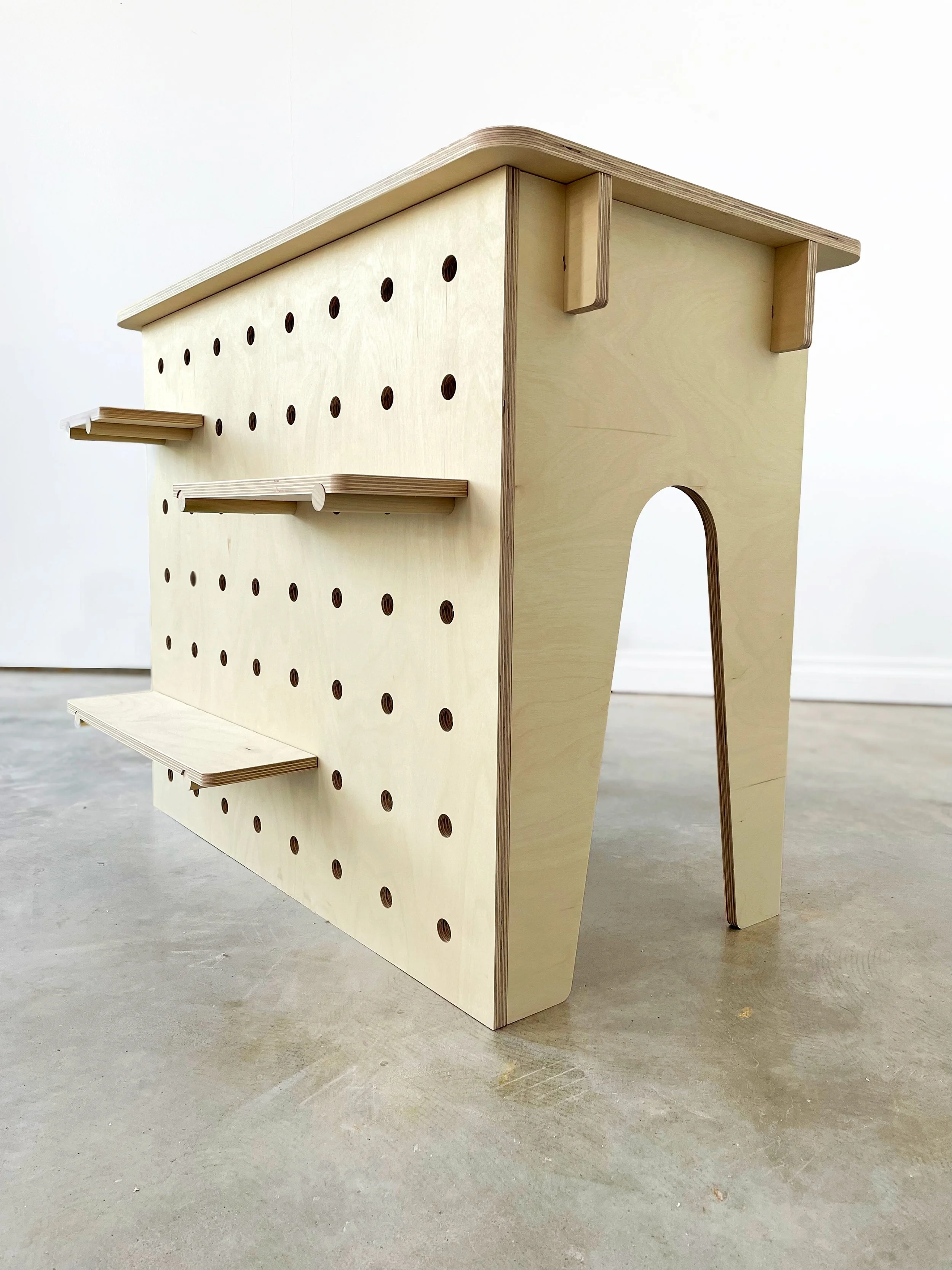 Mini Tabletop wooden pegboard with shelves — Klo Lab I CNC Fabrication ...