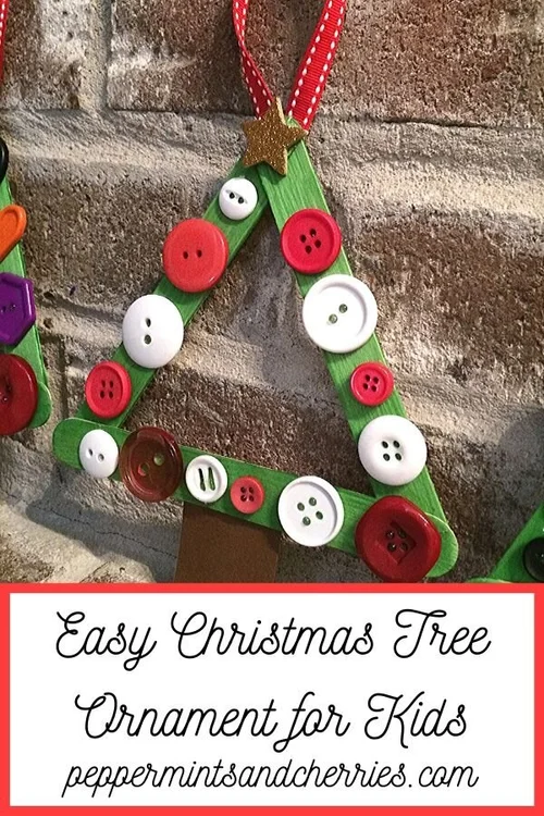 DIY Easy Christmas Tree Ornament Craft for Kids | Crafting with Buttons ...