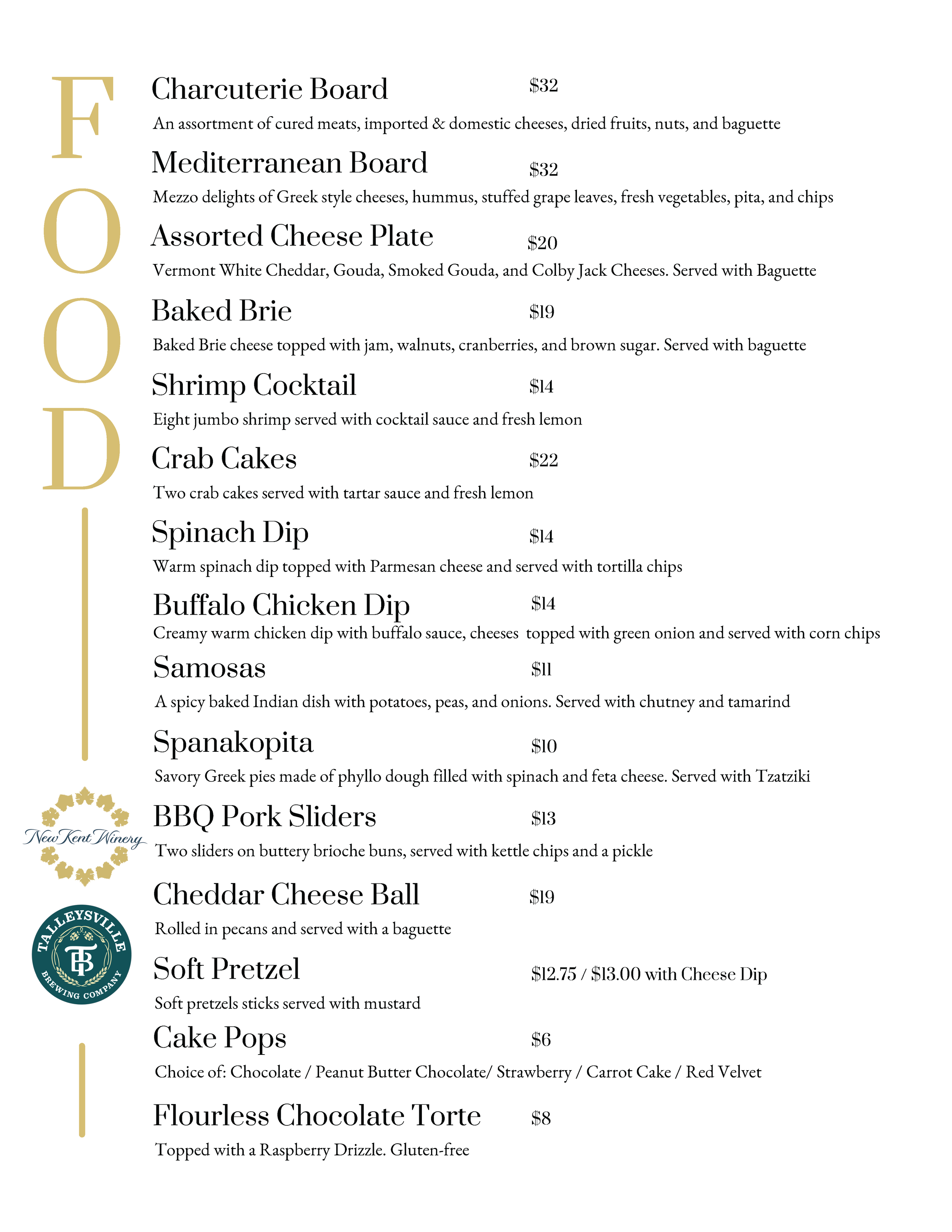 Menus — New Kent Winery