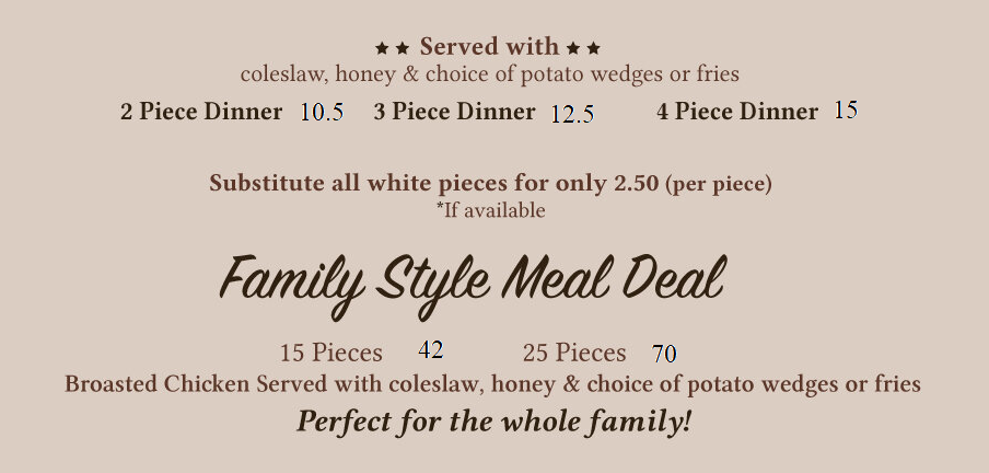 Take-Out Menu — The Belmont