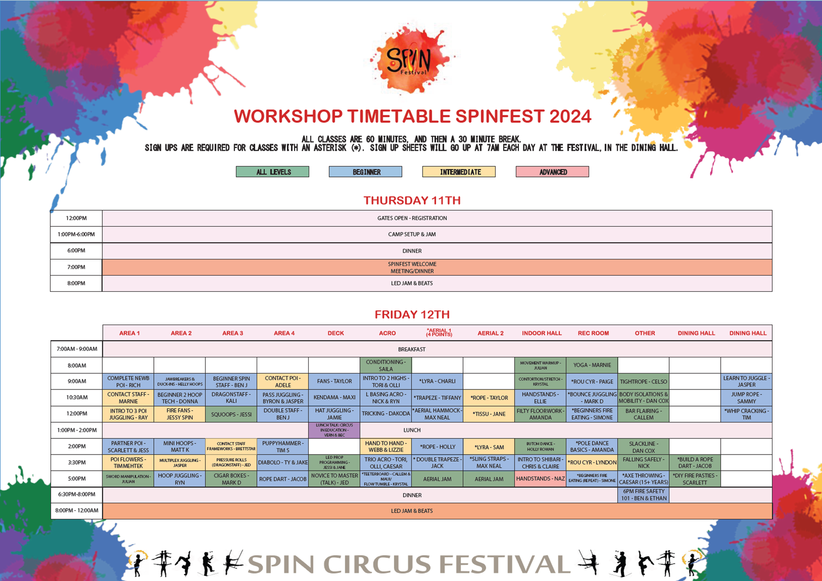 Timetable — Spin Circus