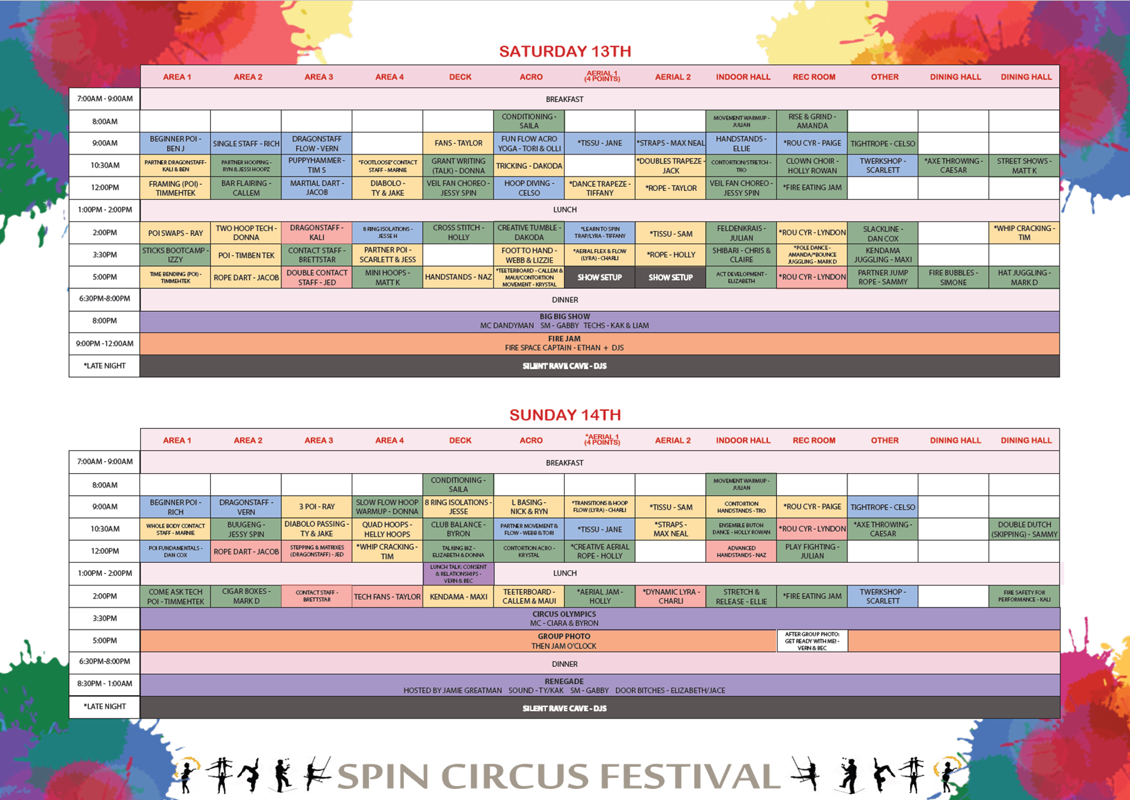 Timetable — Spin Circus