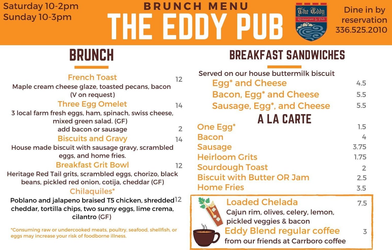 Brunch Menu — The Eddy Pub