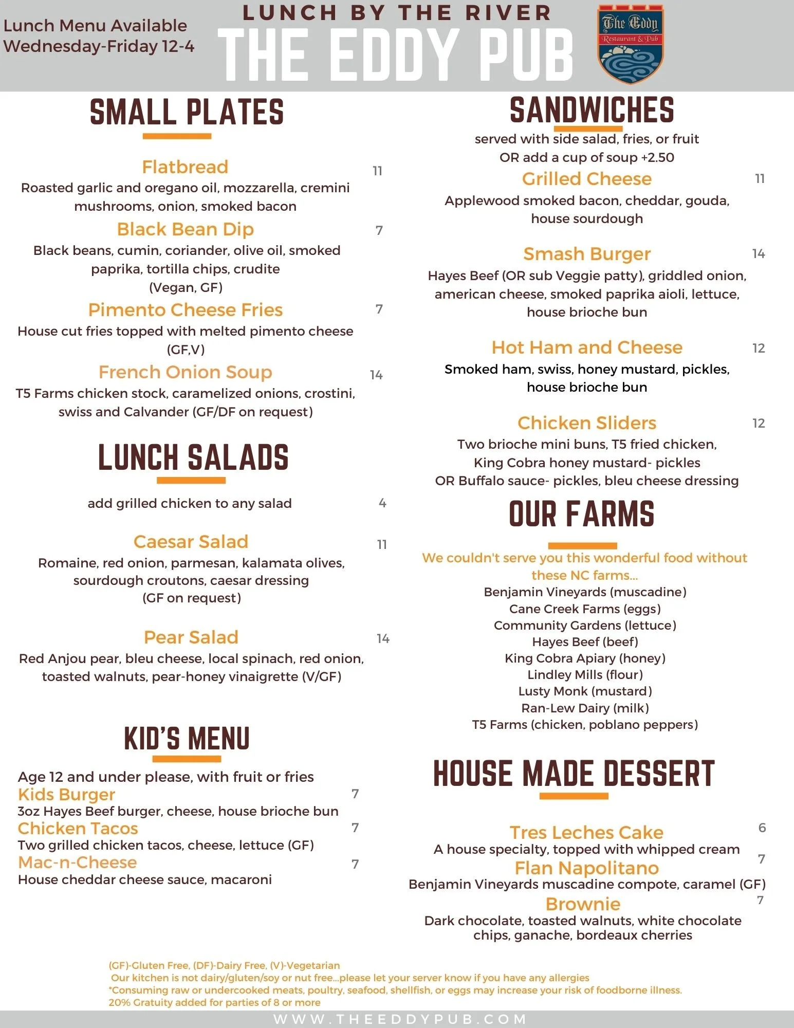 Lunch Menu — The Eddy Pub