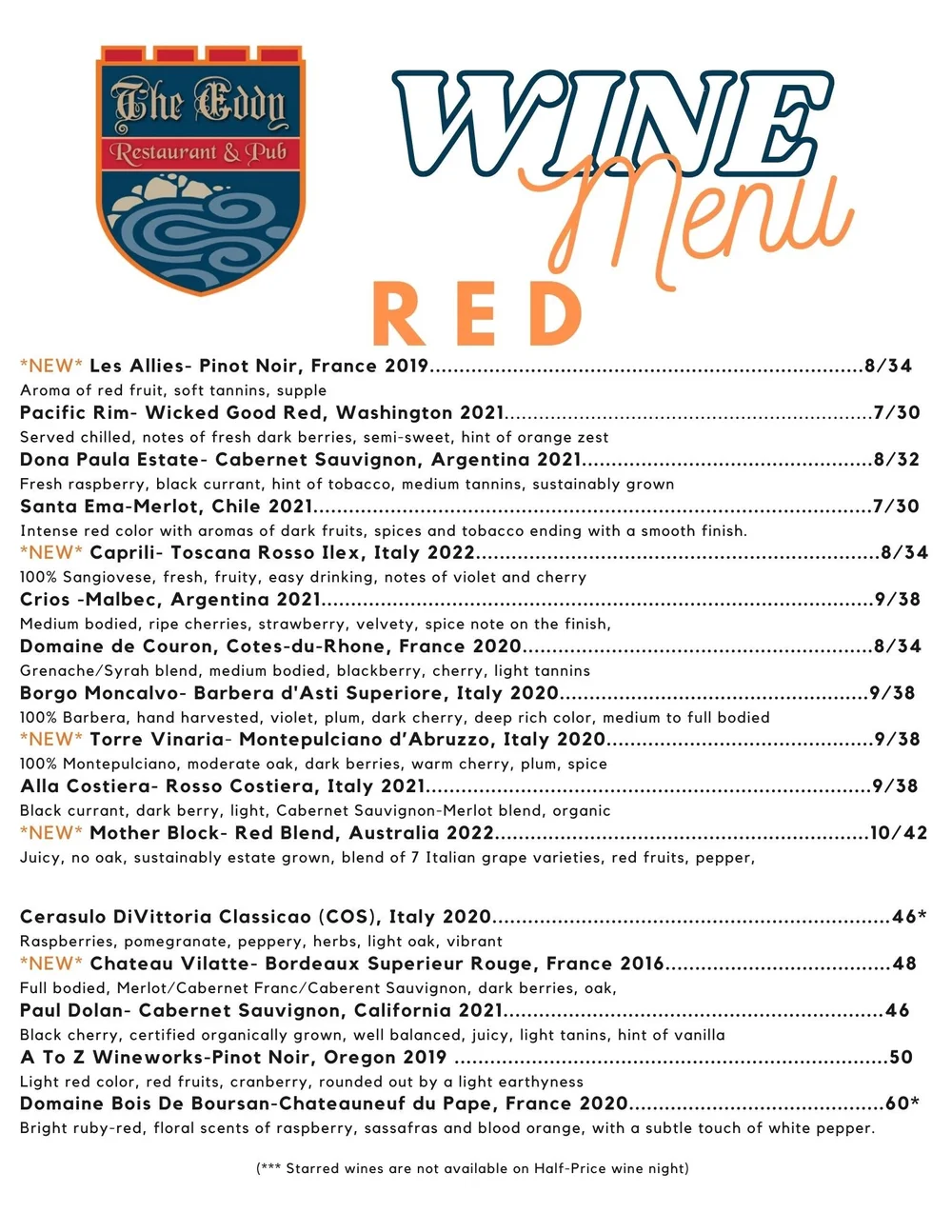 Lunch Menu — The Eddy Pub