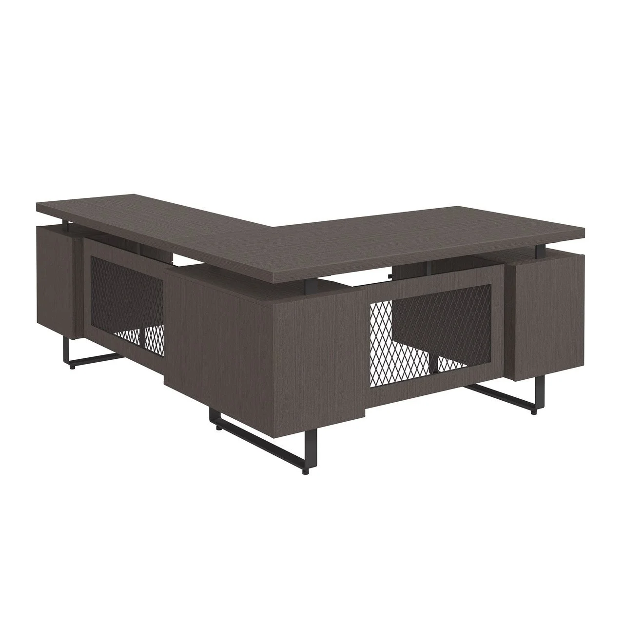 Promenade Industrial L-Shaped Desk with Pedestals