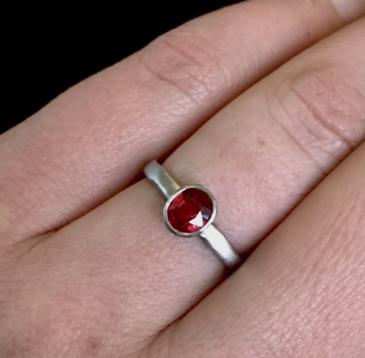 Blood Red Spinel in Platinum Ring — Erin Cox