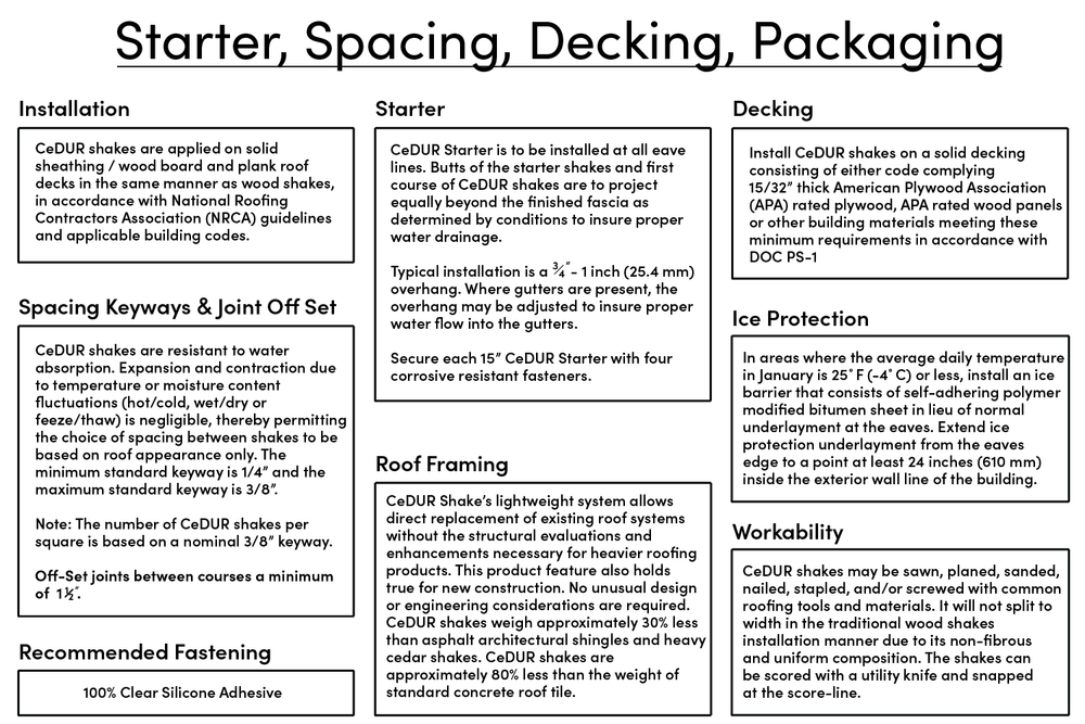 CeDUR Synthetic Roof Installation Information