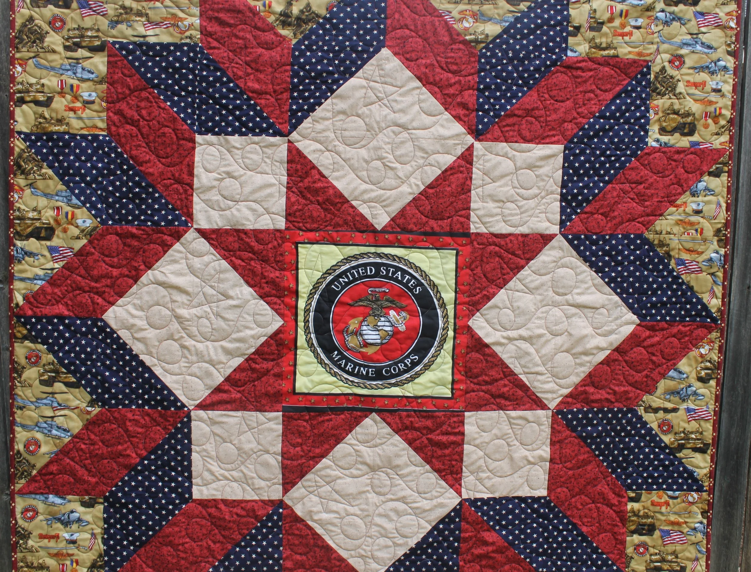 Marine Carpenter's Star - a Finished Quilt! — Katie Mae Quilts