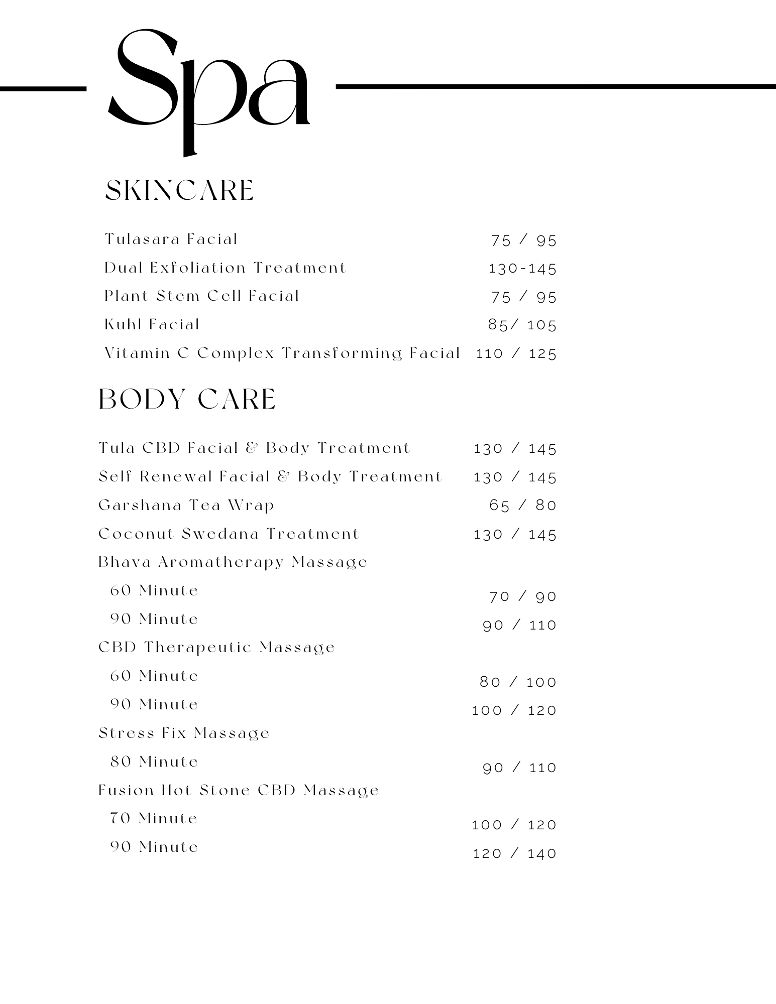 Printable Menu — Studio Montage