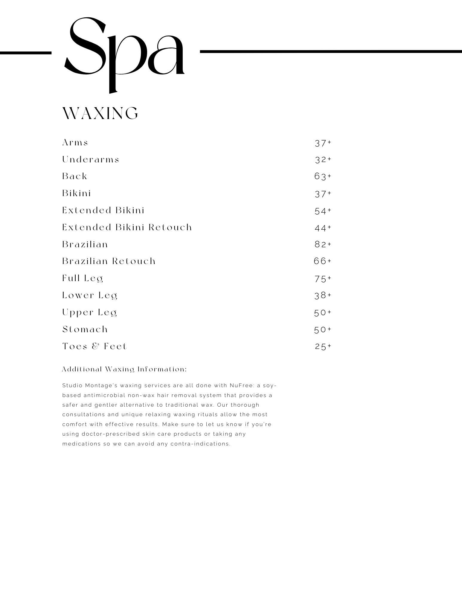 Printable Menu — Studio Montage