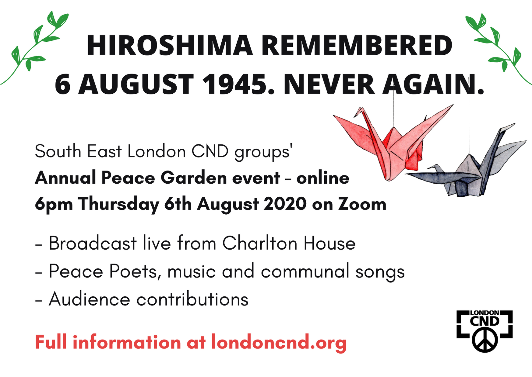 South East London CND Groups Hiroshima Remembered London Campaign south-east-london-cnd-groups-hiroshima-remembered-london-campaign