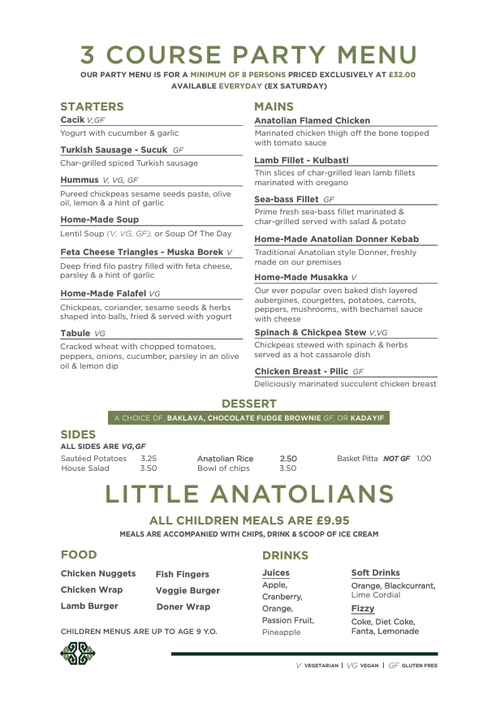 SET MENUS — Anatolian Grill