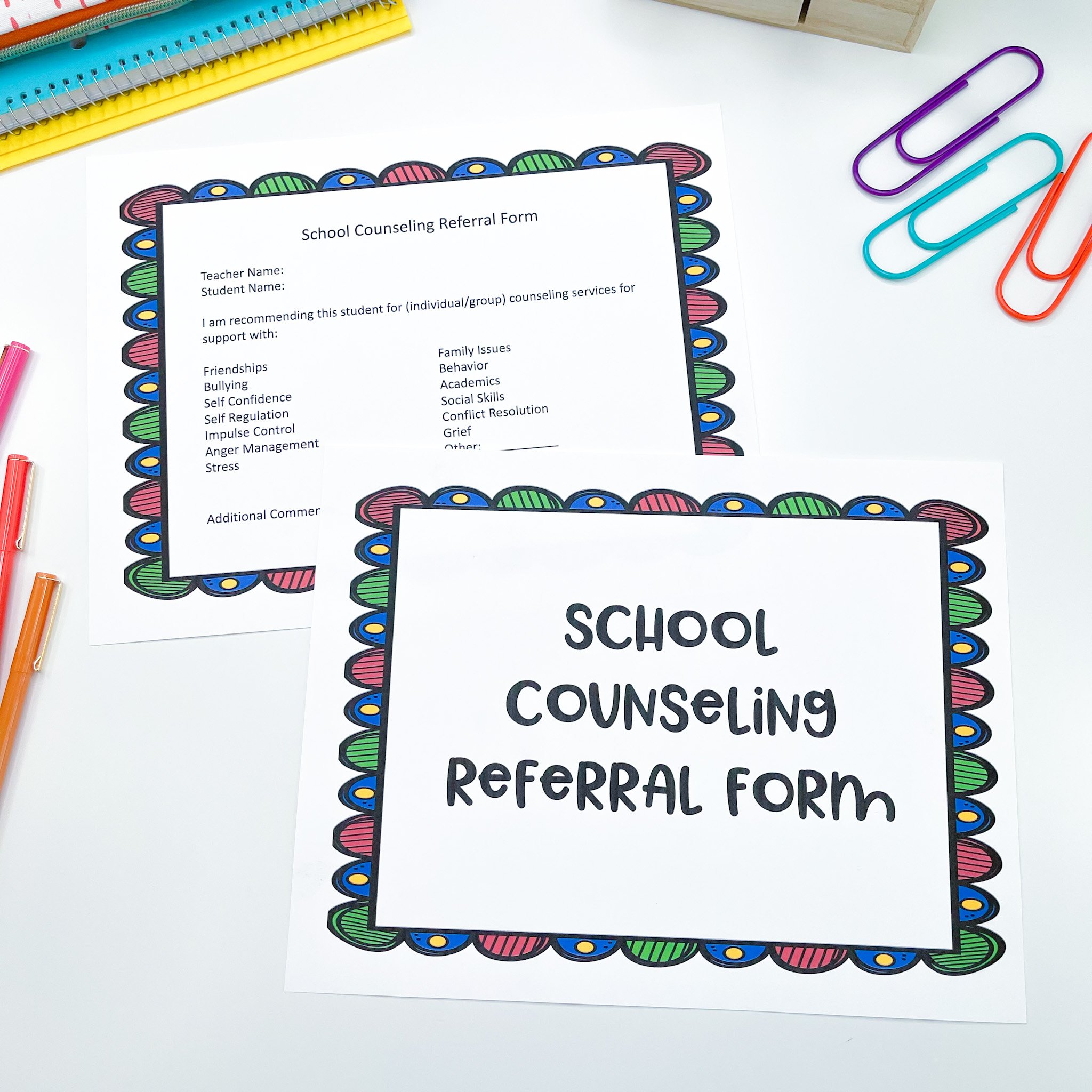 Elementary School Counselor Forms