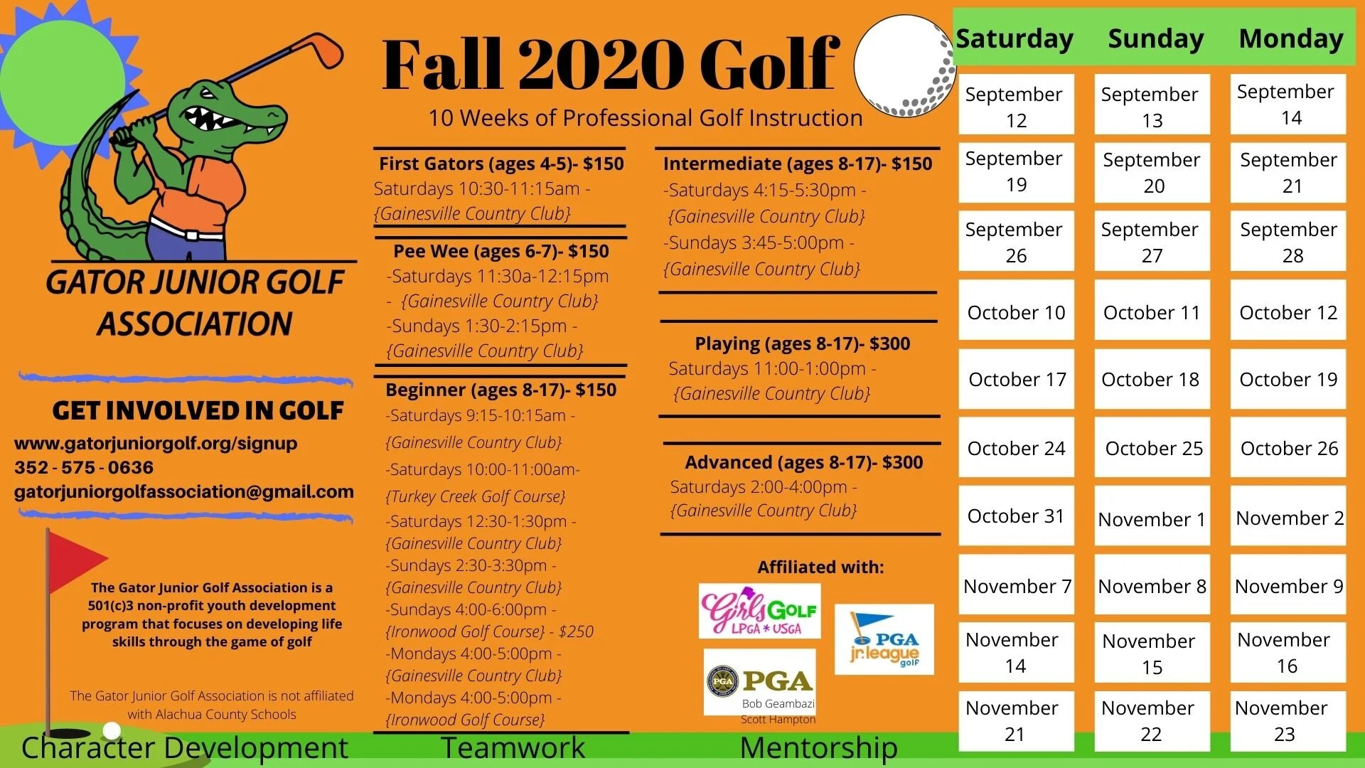 What's New in Fall 2020 — Gator Junior Golf