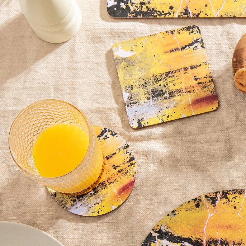 RUTH HOLLY — Baked Yellow Ochre Mix, Coaster- 'Nomad Texture'
