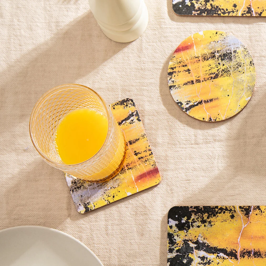RUTH HOLLY — Baked Yellow Ochre Mix, Coaster- 'Nomad Texture'