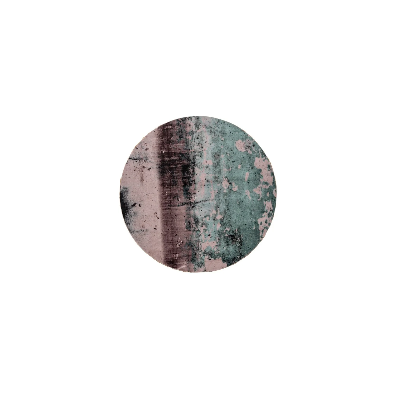 RUTH HOLLY — Dusky pink and jade green, round coaster, 'Goddess Emerald ...