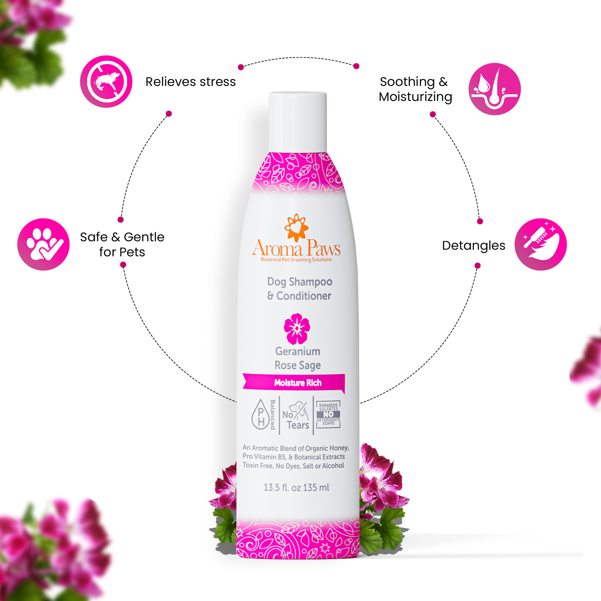 13.5 Oz. Shampoo Geranium Sage — Aroma Paws
