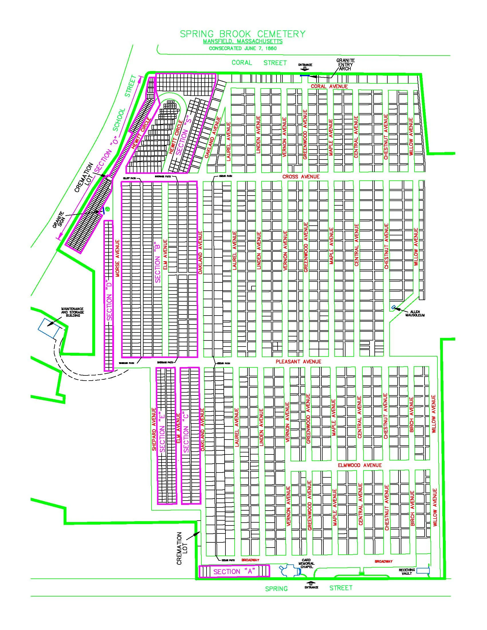 Cemetery Map — Spring Brook Cemetery