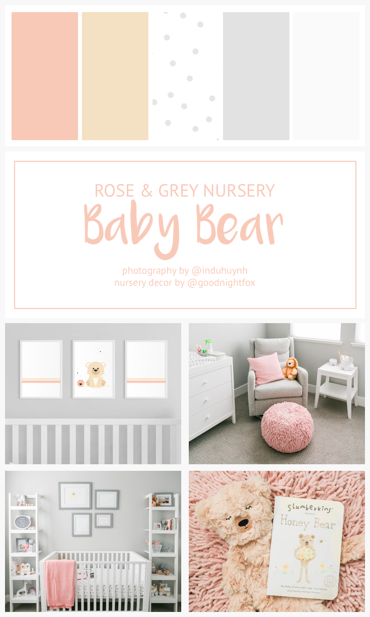 Goodnight Fox - Rose & Grey Baby Bear Nursery