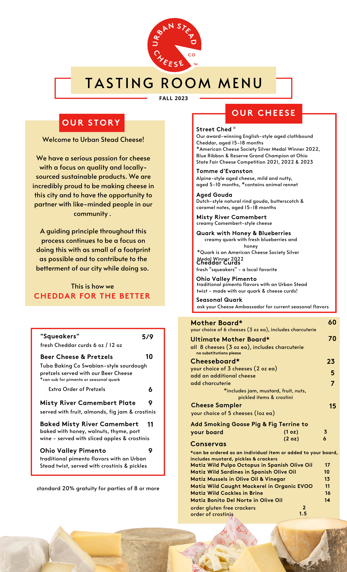 Cheese & Wine Tasting Menu | Urban Stead Tasting Room