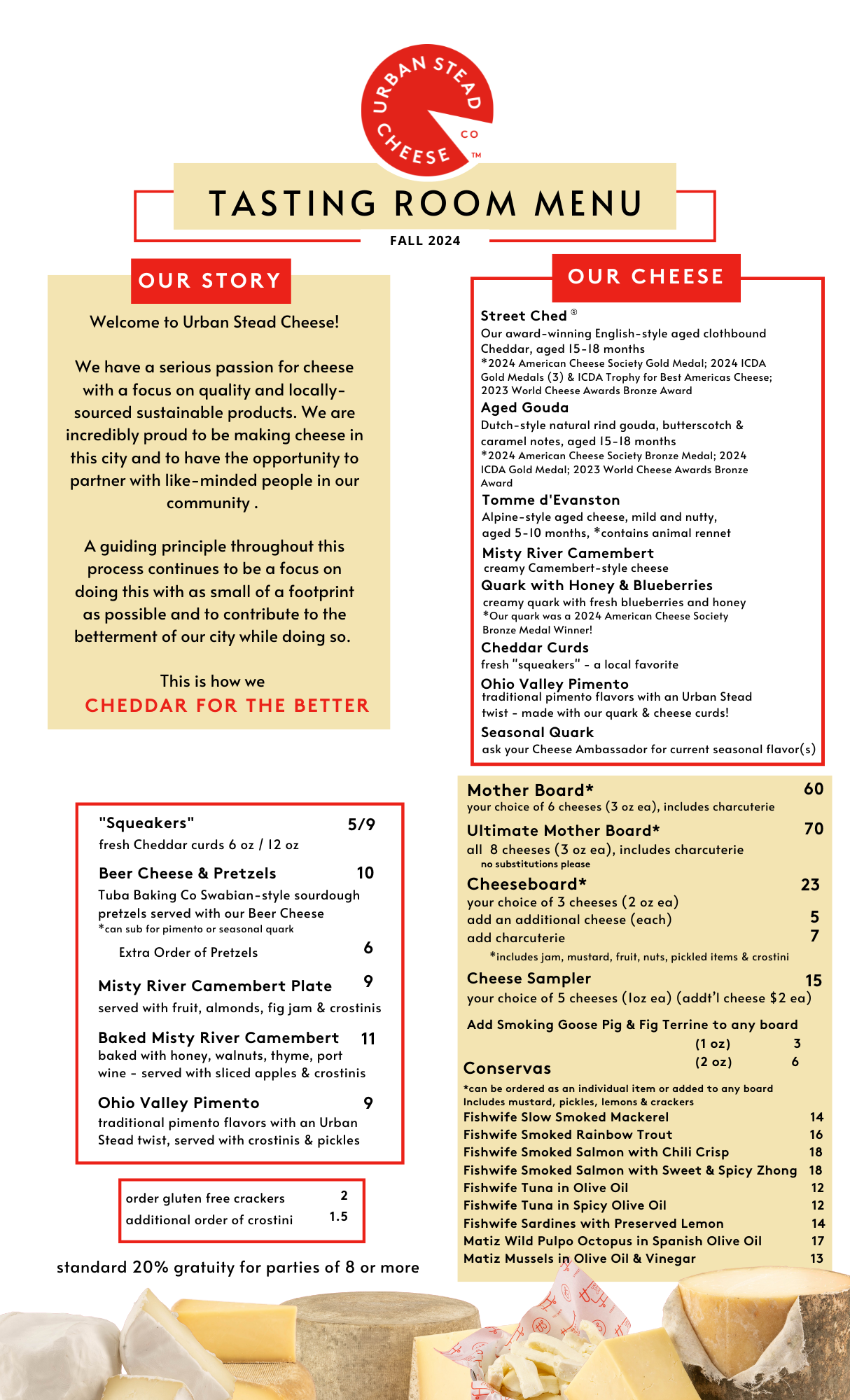 Cheese & Wine Tasting Menu | Urban Stead Tasting Room