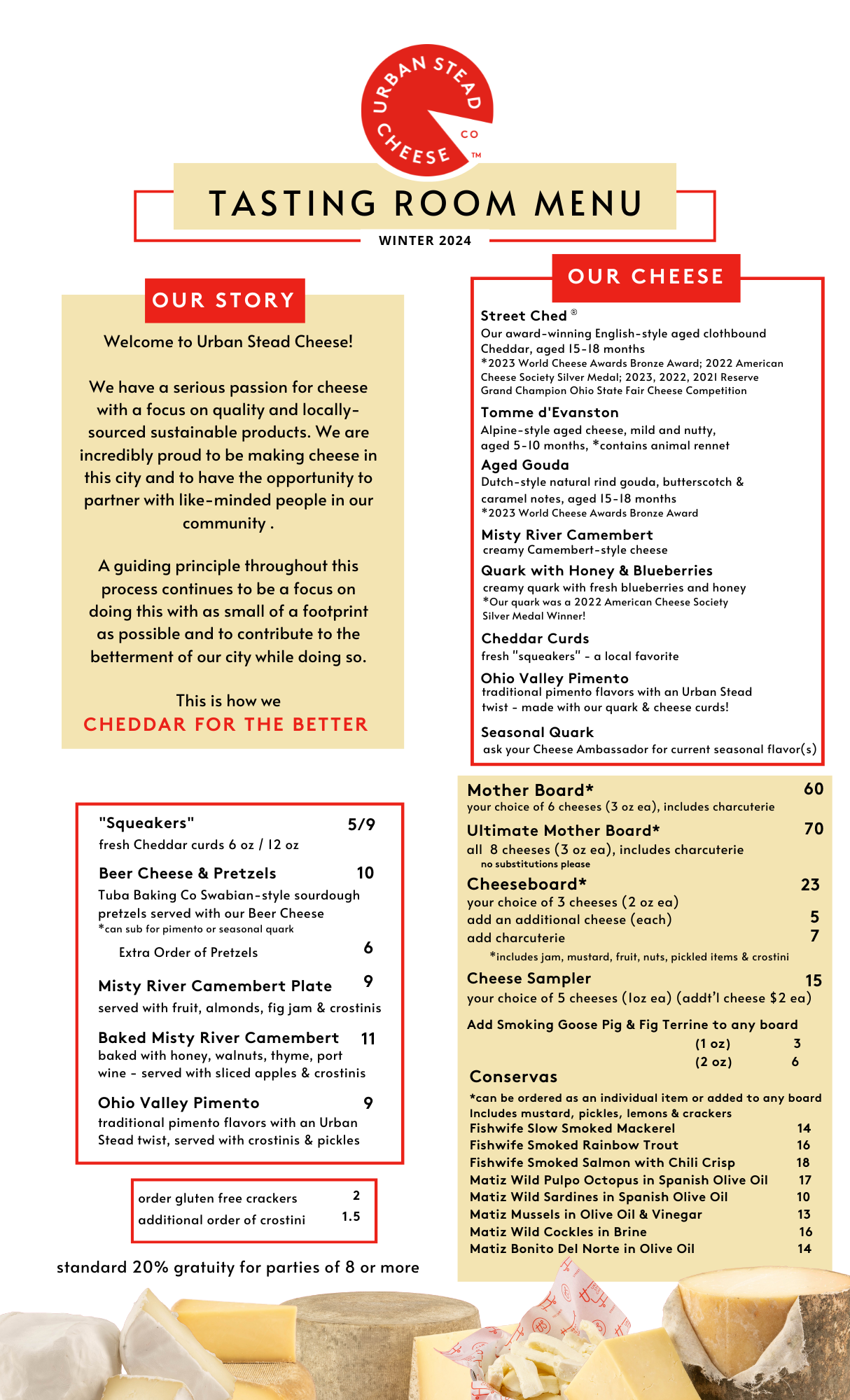 Cheese & Wine Tasting Menu | Urban Stead Tasting Room