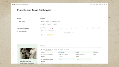 Notion Project Tracker and Designer Portral — Squarestylist