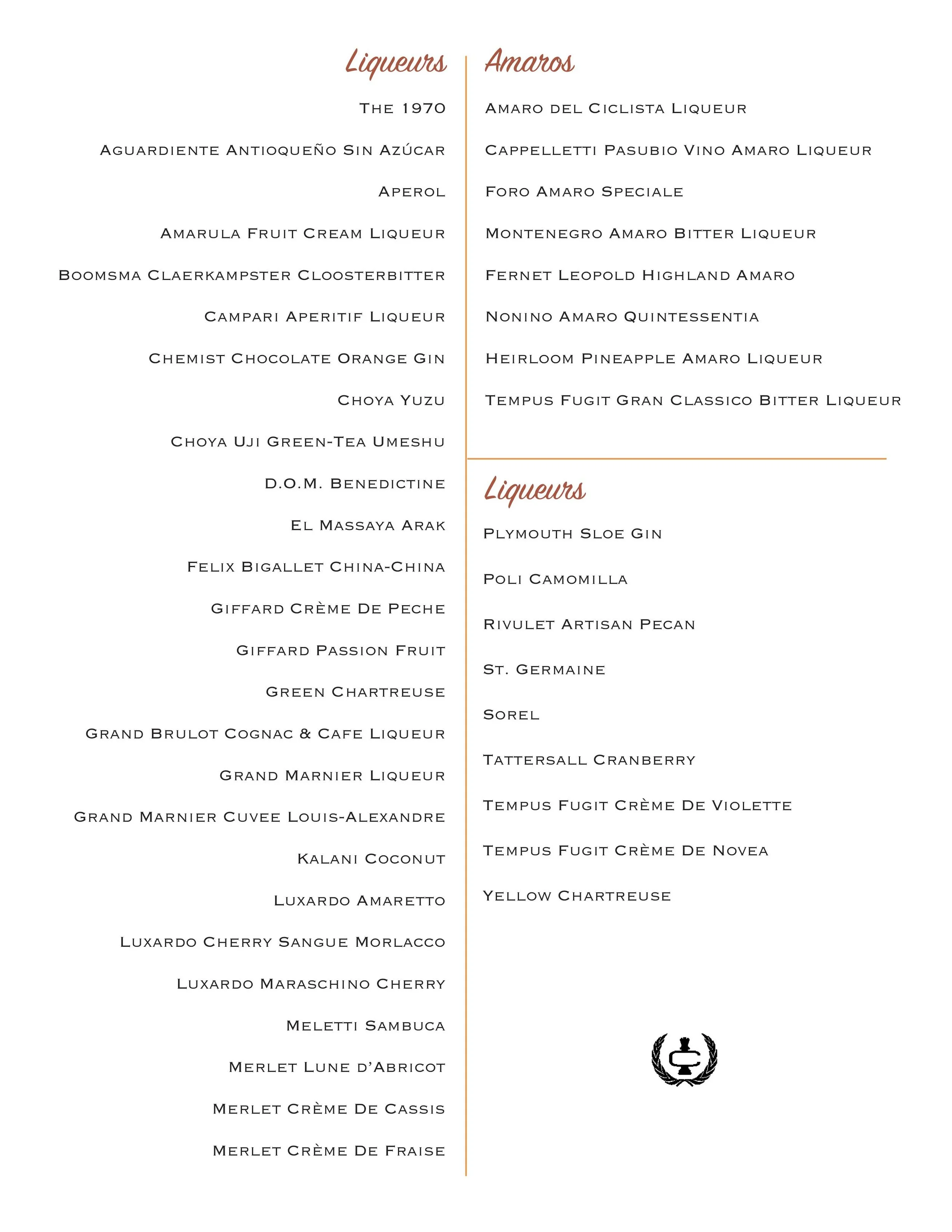 CRAFT COCKTAILS — MENU