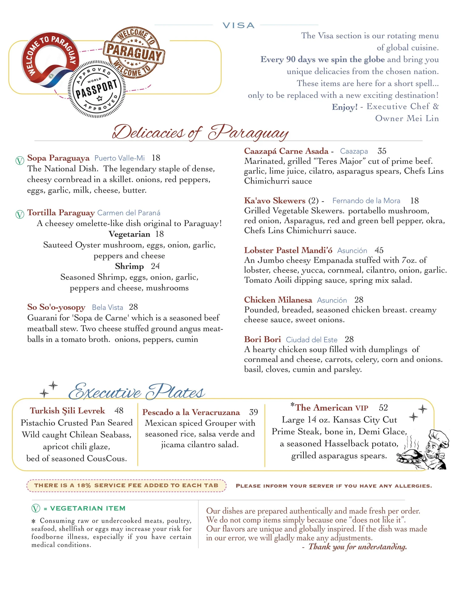 GLOBAL FOOD — MENU