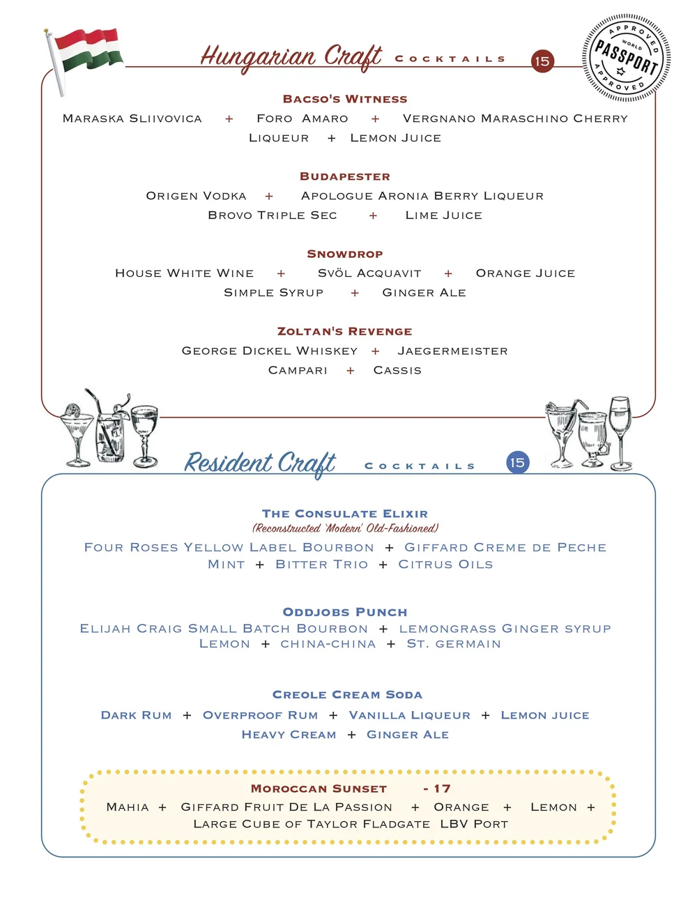 CRAFT COCKTAILS — MENU